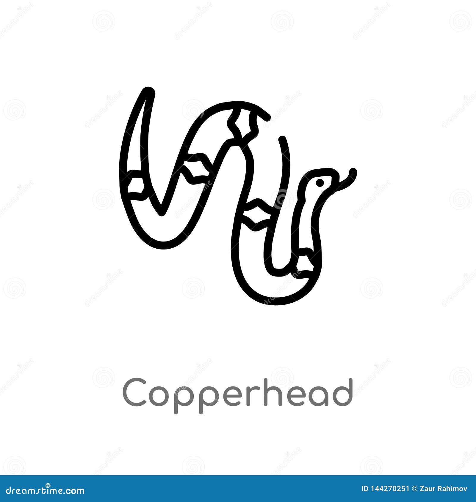 Outline Copperhead Vector Icon. Isolated Black Simple Line Element ...