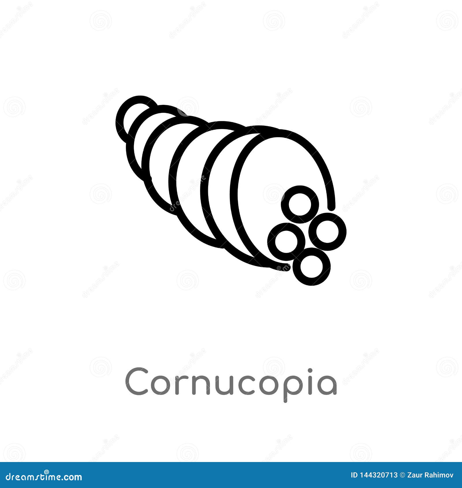 Outline Cornucopia Vector Icon. Isolated Black Simple Line Element ...