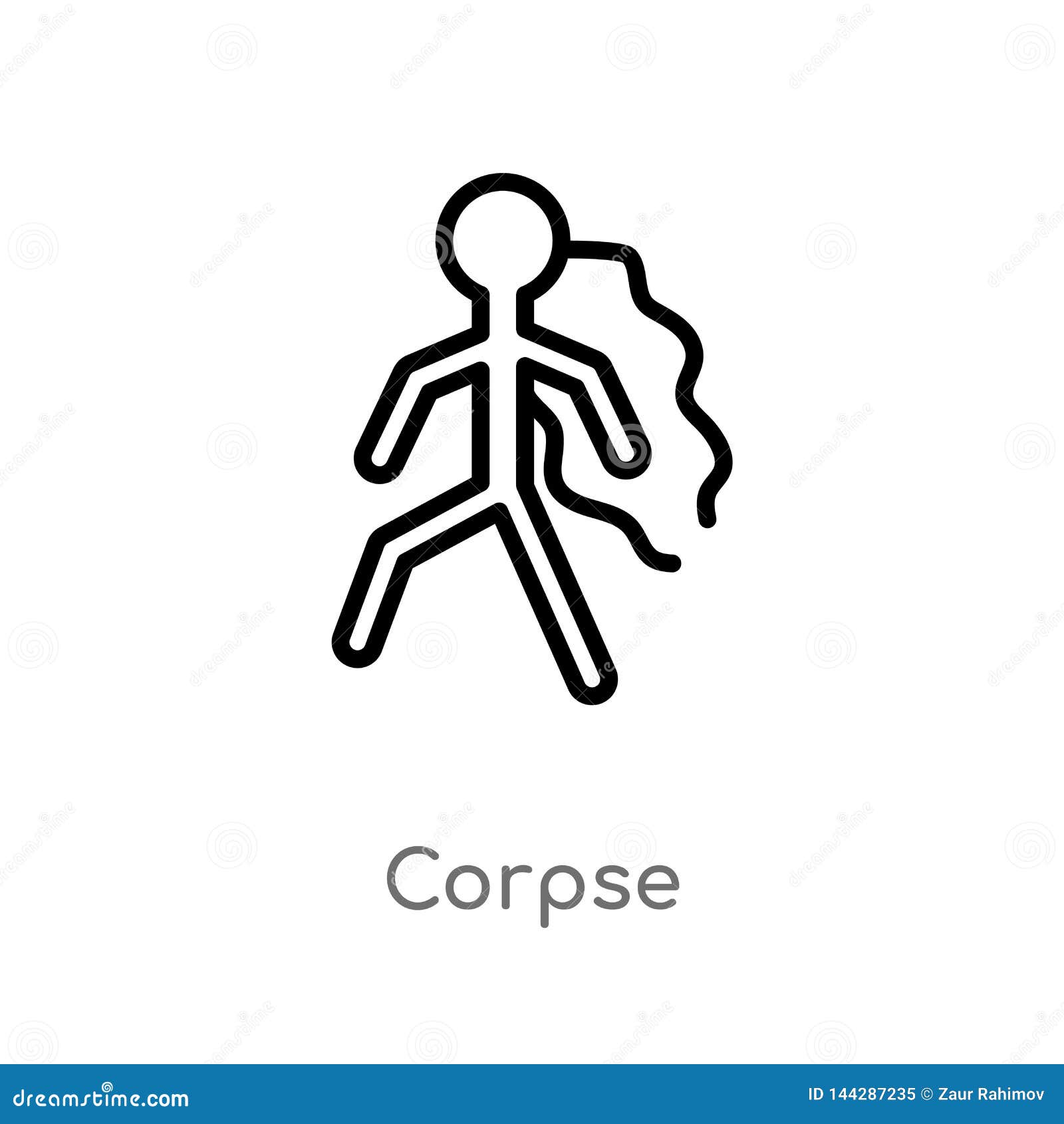 Outline Corpse Vector Icon Isolated Black Simple Line Element
