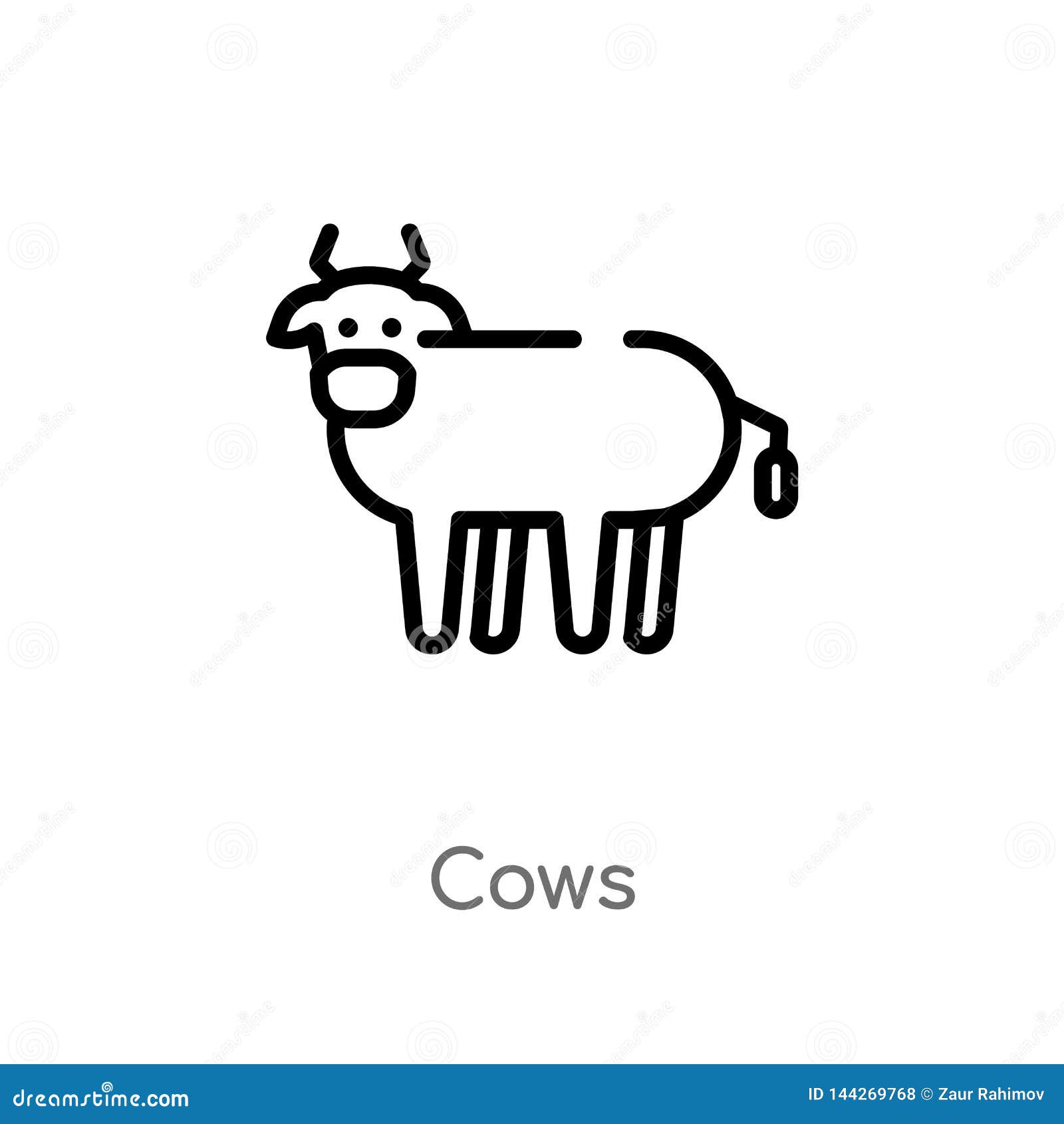 Outline Cows Vector Icon. Isolated Black Simple Line Element ...
