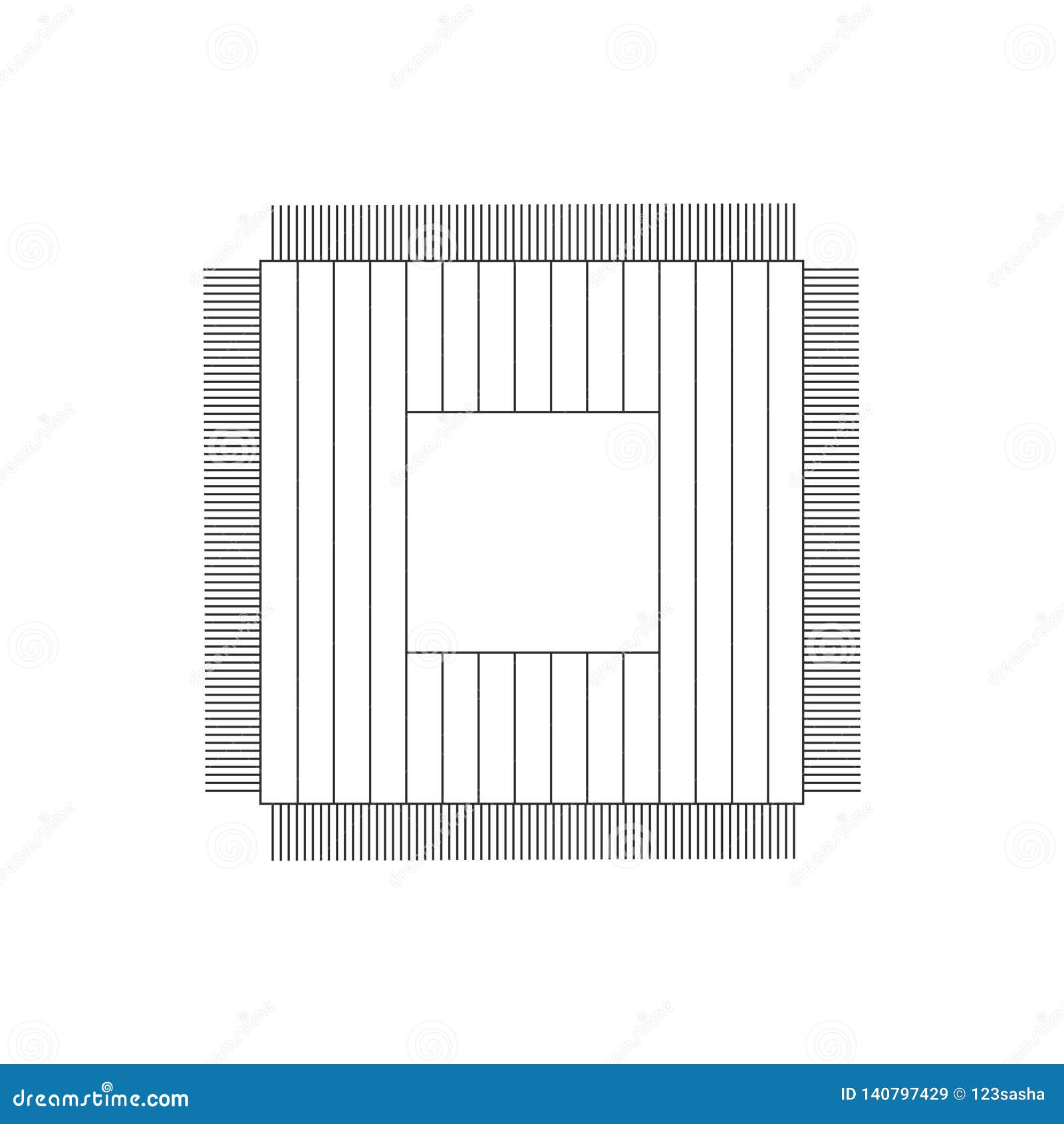 Outline CPU Micro Chip. Black Vector Icon Stock Vector - Illustration ...