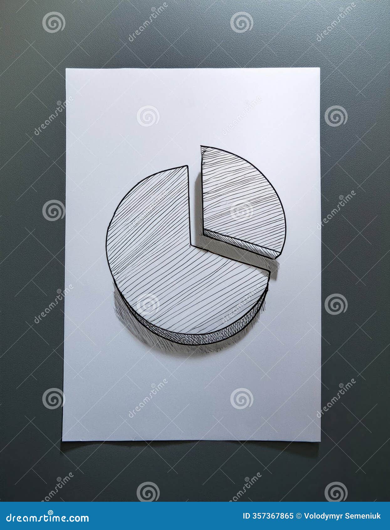 Outline of a Creative Pie Chart Expressing Data Distribution on a Blank ...