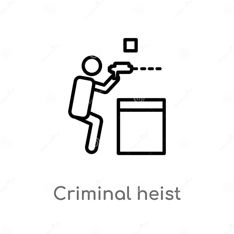 Outline Criminal Heist Vector Icon Isolated Black Simple Line Element