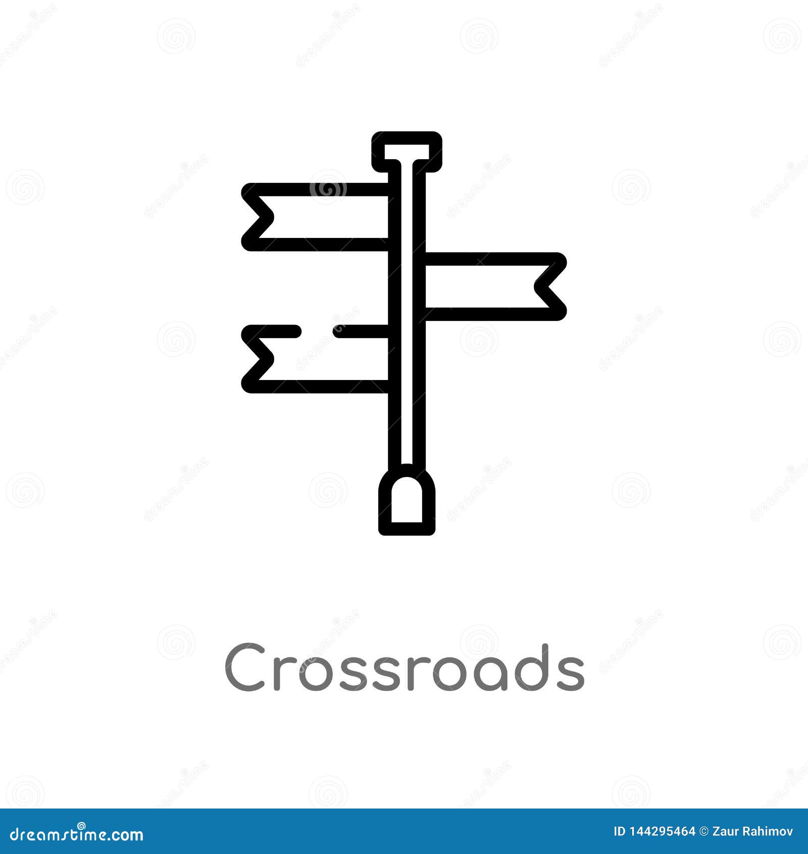 Outline Crossroads Vector Icon. Isolated Black Simple Line Element ...