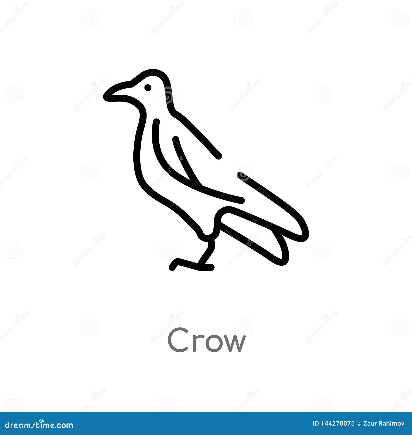 Outline Crow Vector Icon. Isolated Black Simple Line Element ...