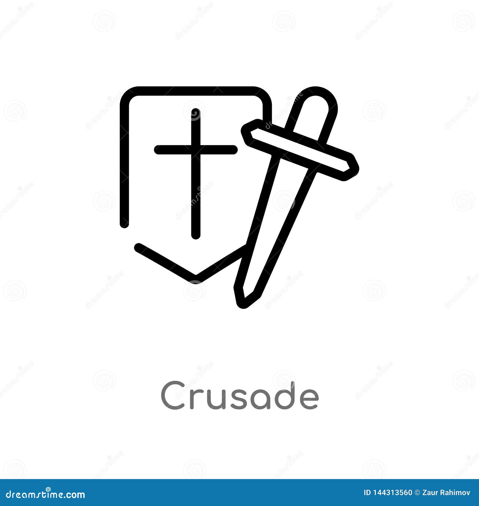 Outline Crusade Vector Icon Isolated Black Simple Line Element