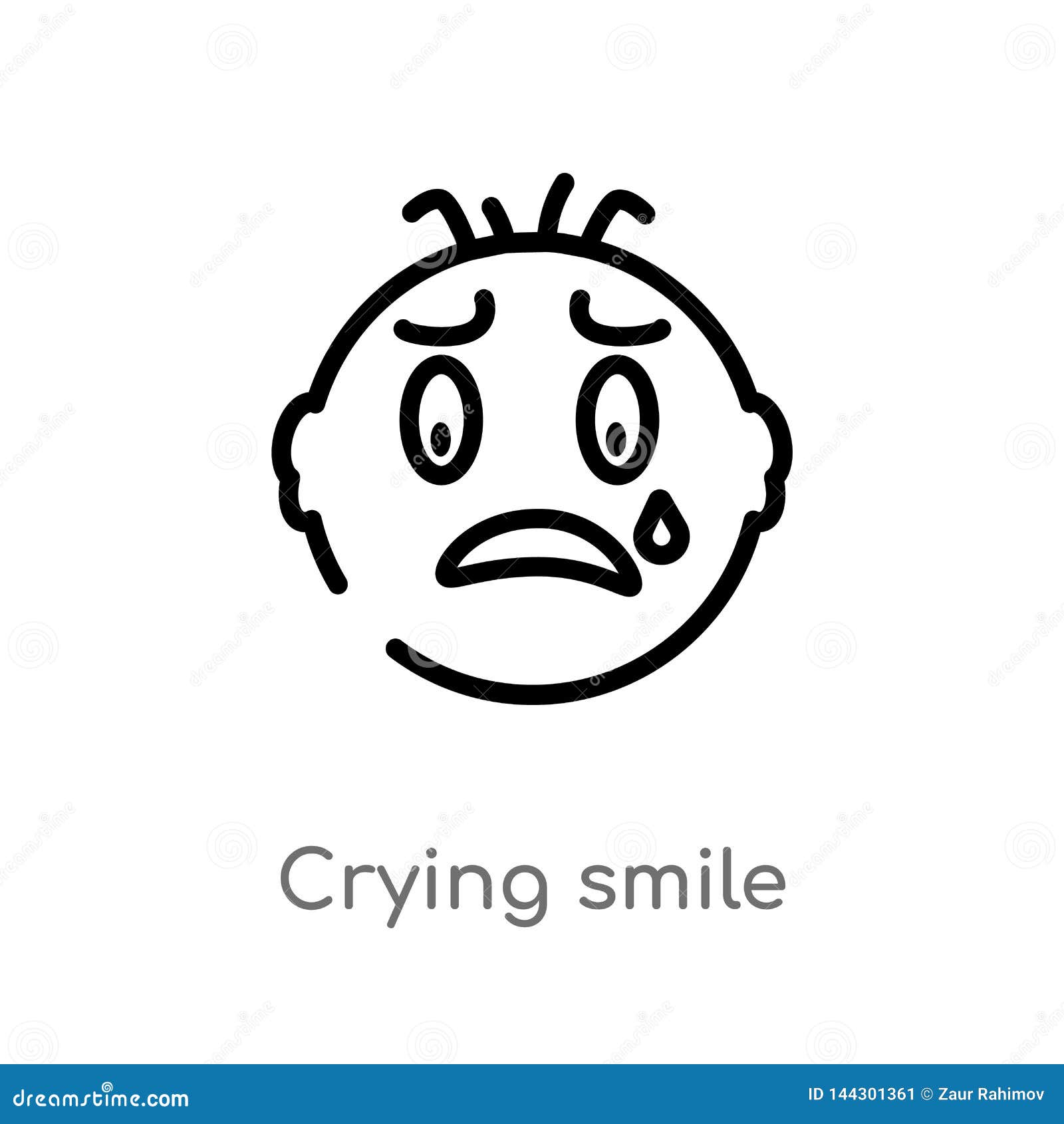 Outline Crying Smile Vector Icon. Isolated Black Simple Line Element ...