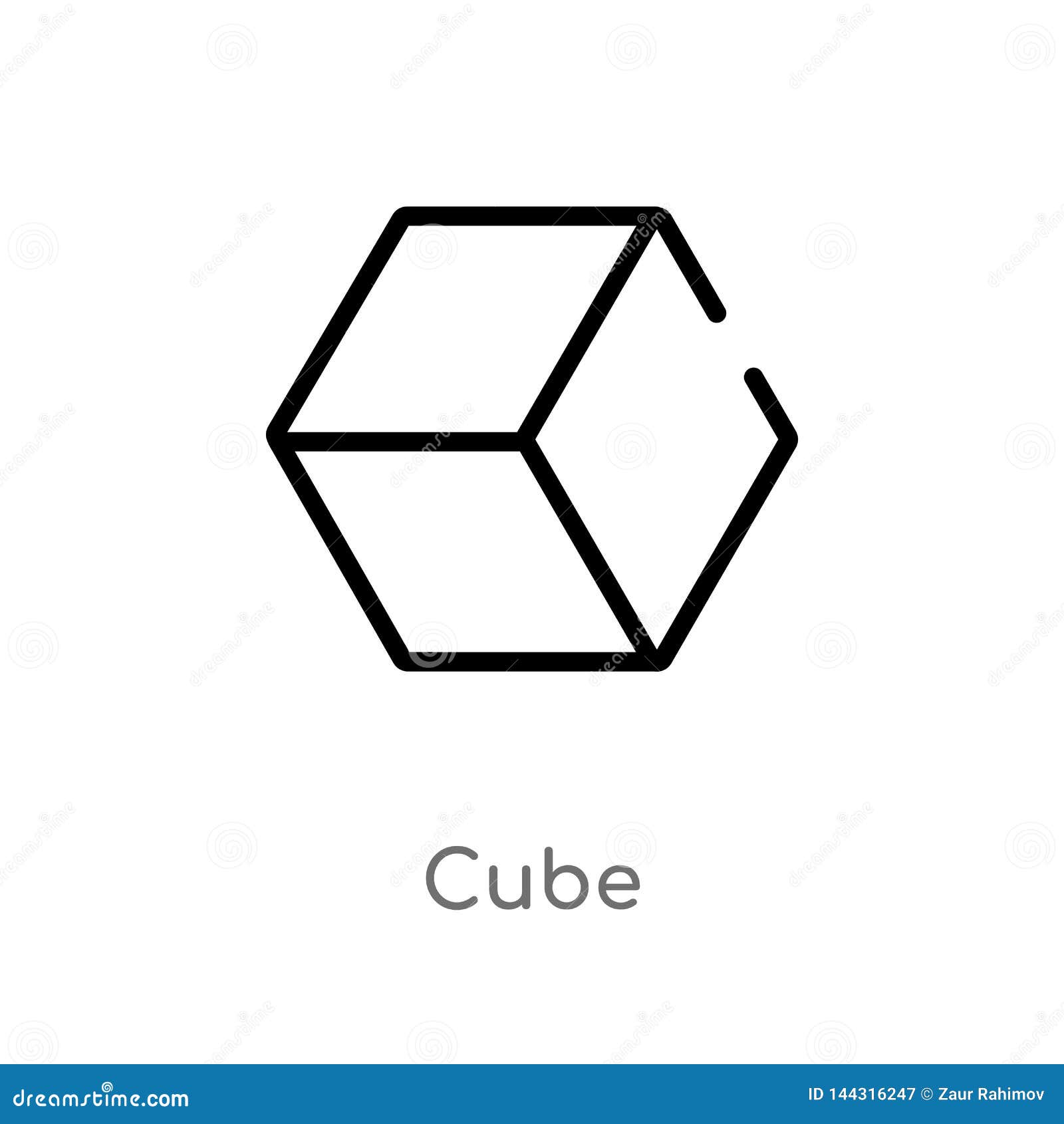 Outline Cube Vector Icon. Isolated Black Simple Line Element ...