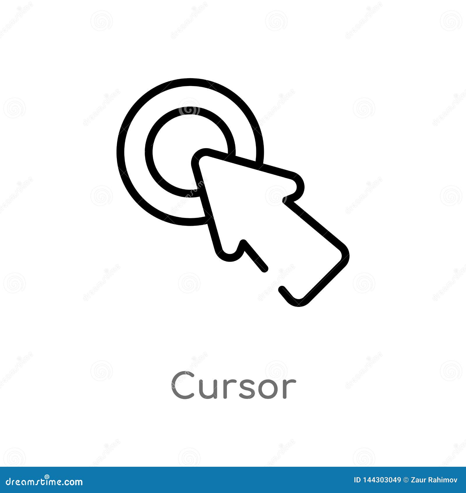 Outline Cursor Vector Icon Isolated Black Simple Line Element