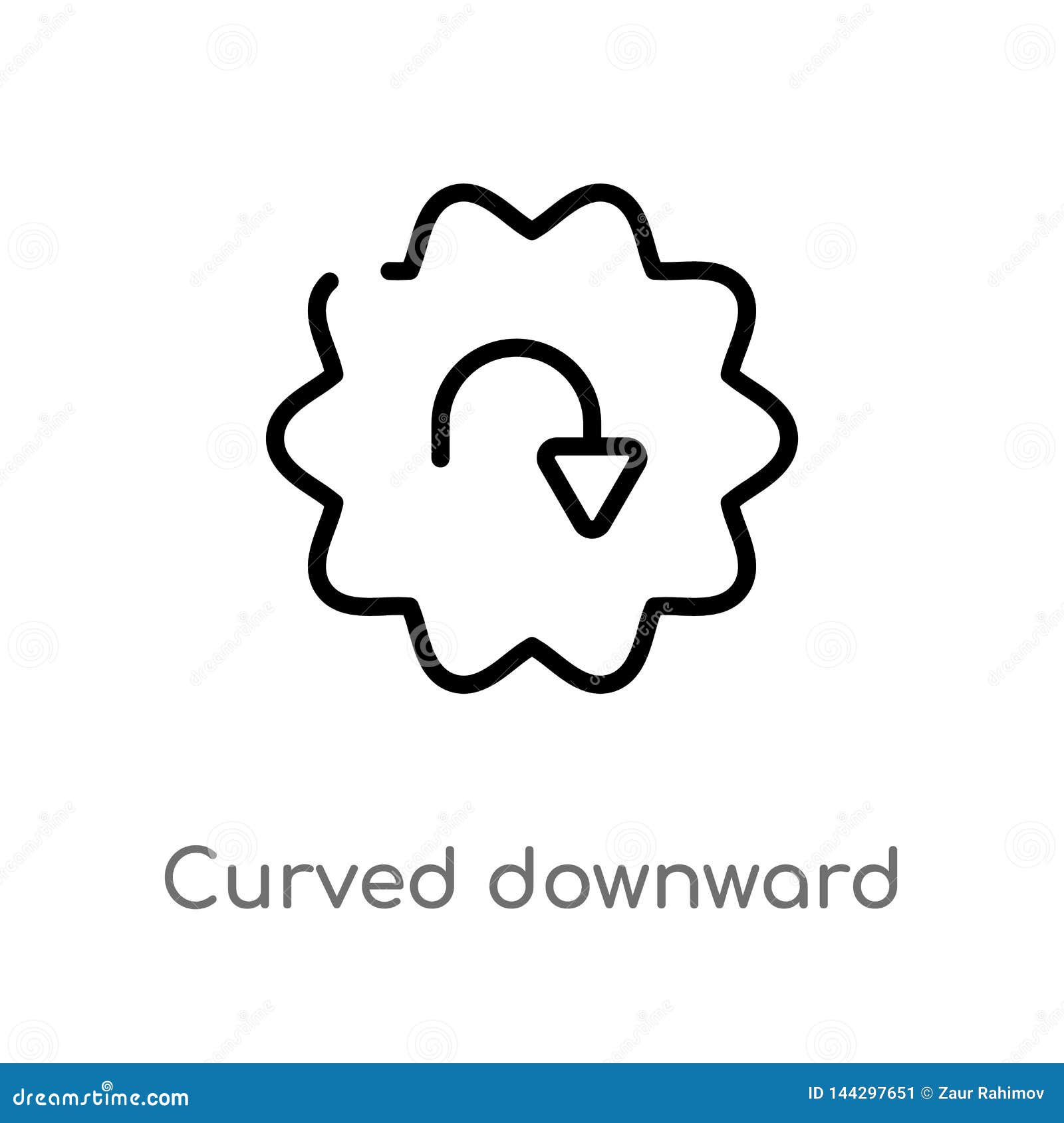 Curved Downward Arrow Doodle Drawing Vector Illustration ...