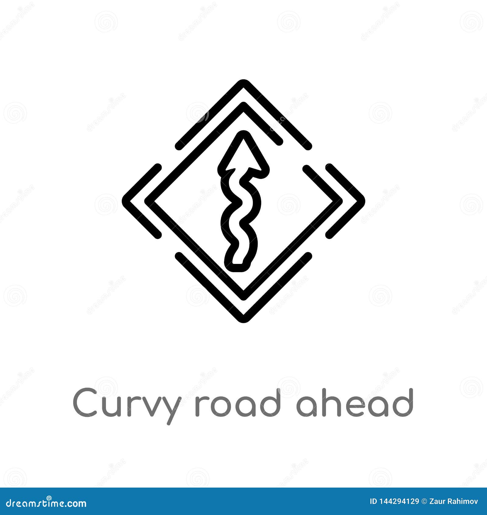 Outline Curvy Road Ahead Vector Icon. Isolated Black Simple Line ...