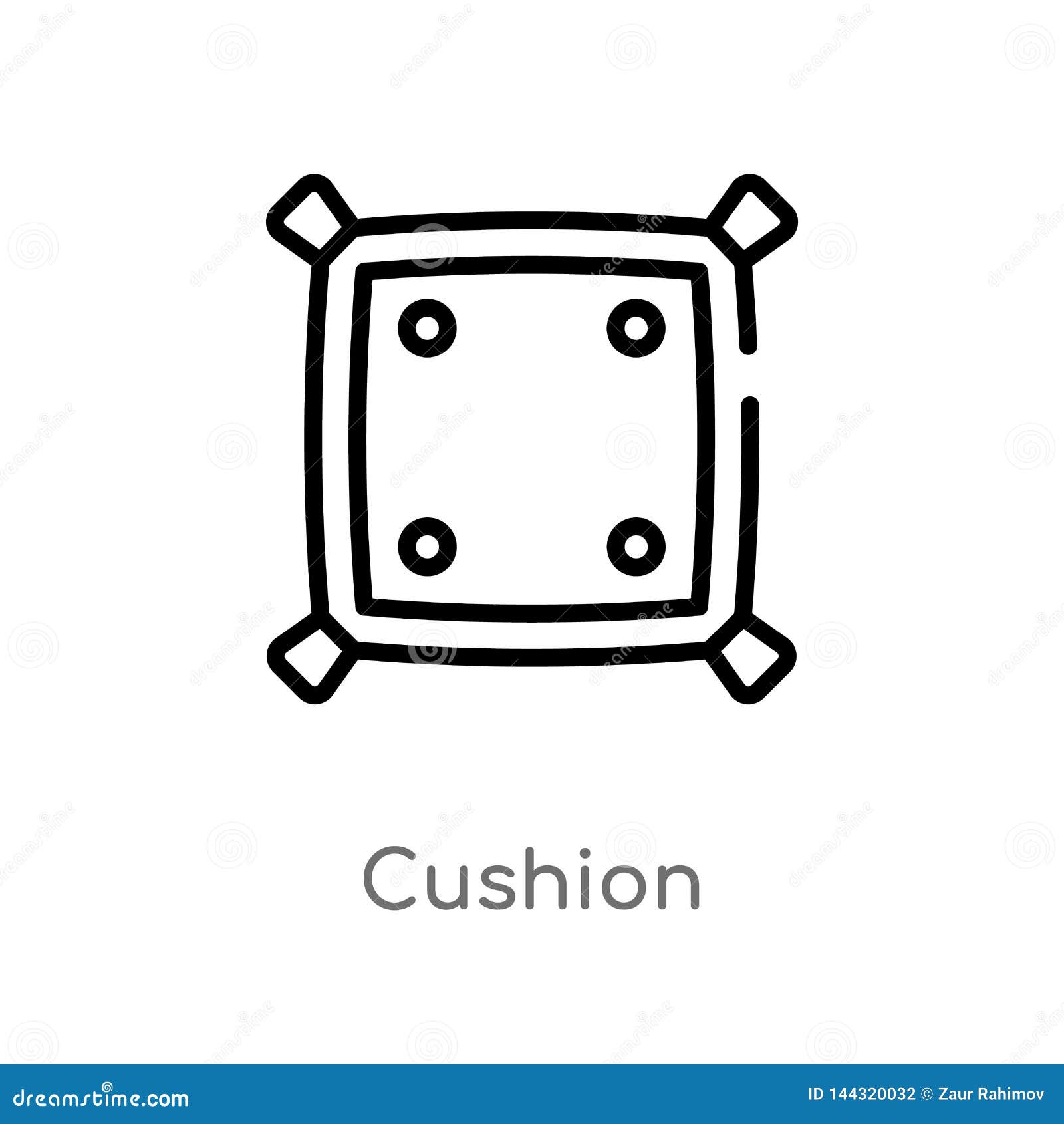 Outline Cushion Vector Icon. Isolated Black Simple Line Element ...