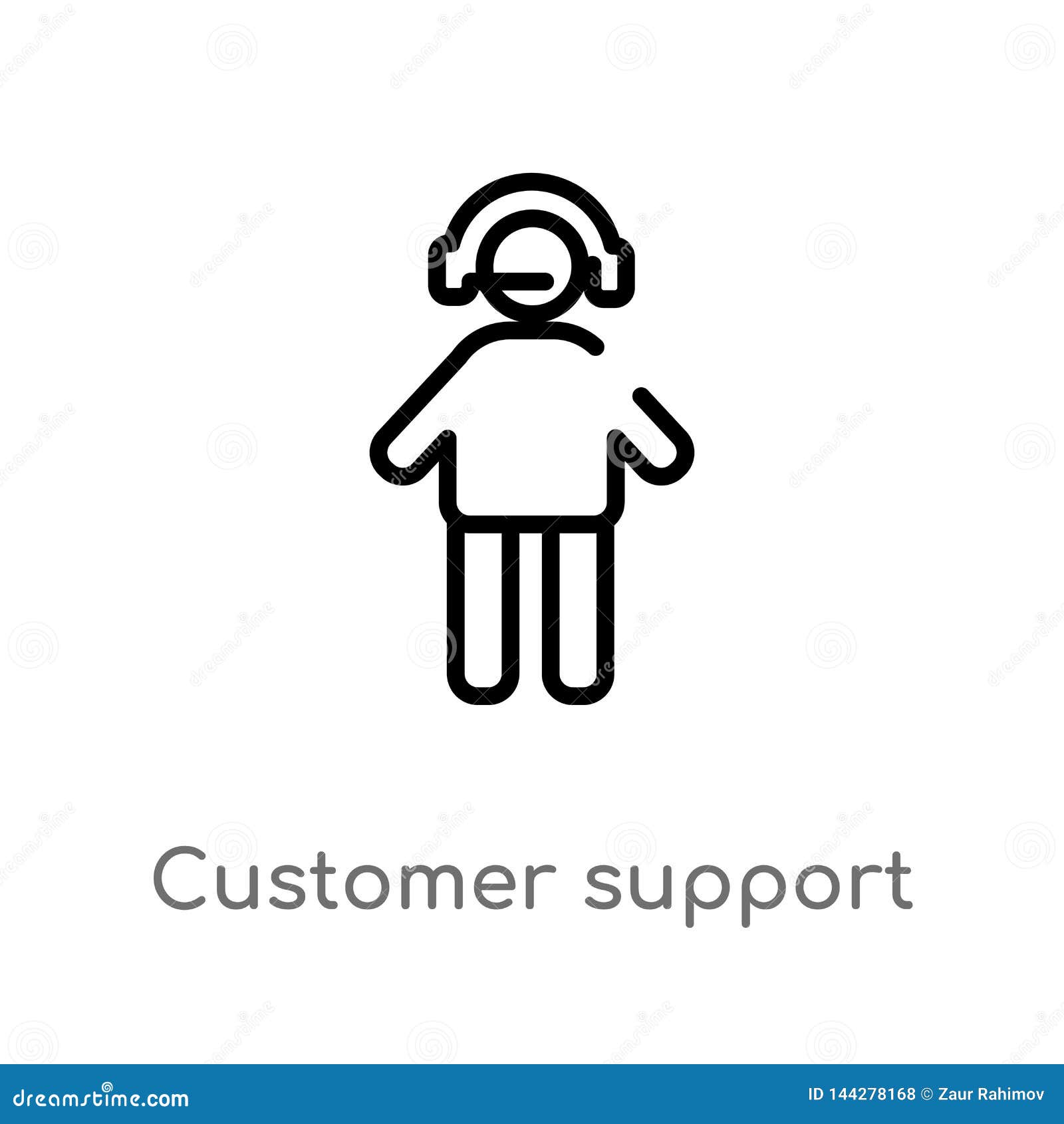 Outline Customer Support Vector Icon. Isolated Black Simple Line ...