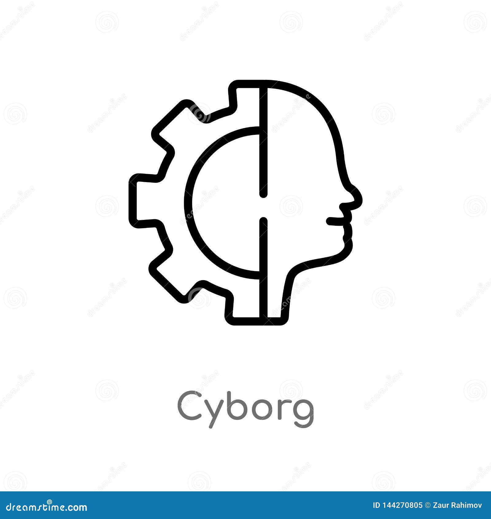 Outline Cyborg Vector Icon. Isolated Black Simple Line Element ...
