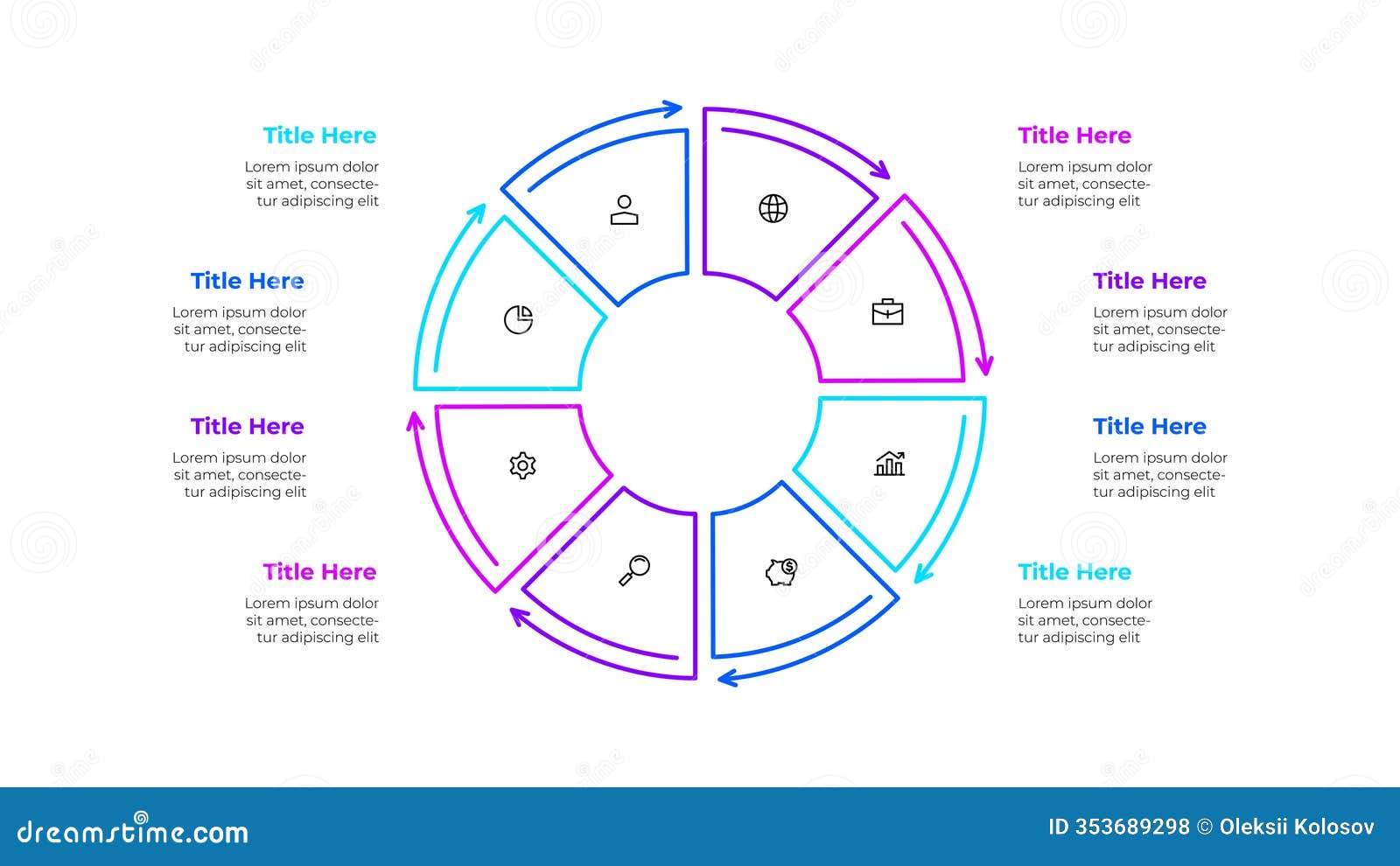 Outline Cycle Diagram Divided Into 8 Sectors. Design Concept Of Three ... Outline Cycle Diagram Divided Into 8 Sectors. Design Concept Of Three ...