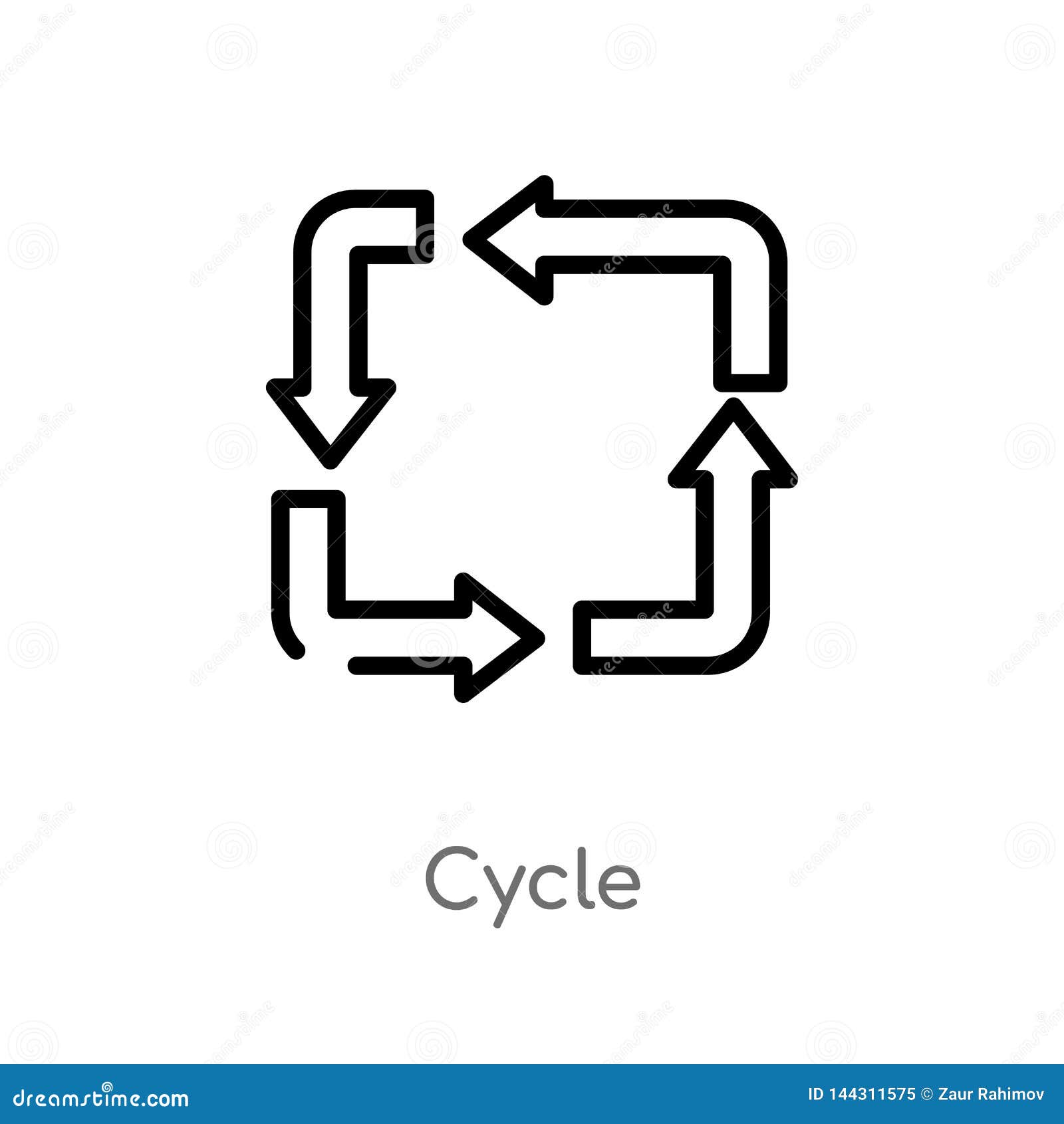 Outline Cycle Vector Icon. Isolated Black Simple Line Element ...