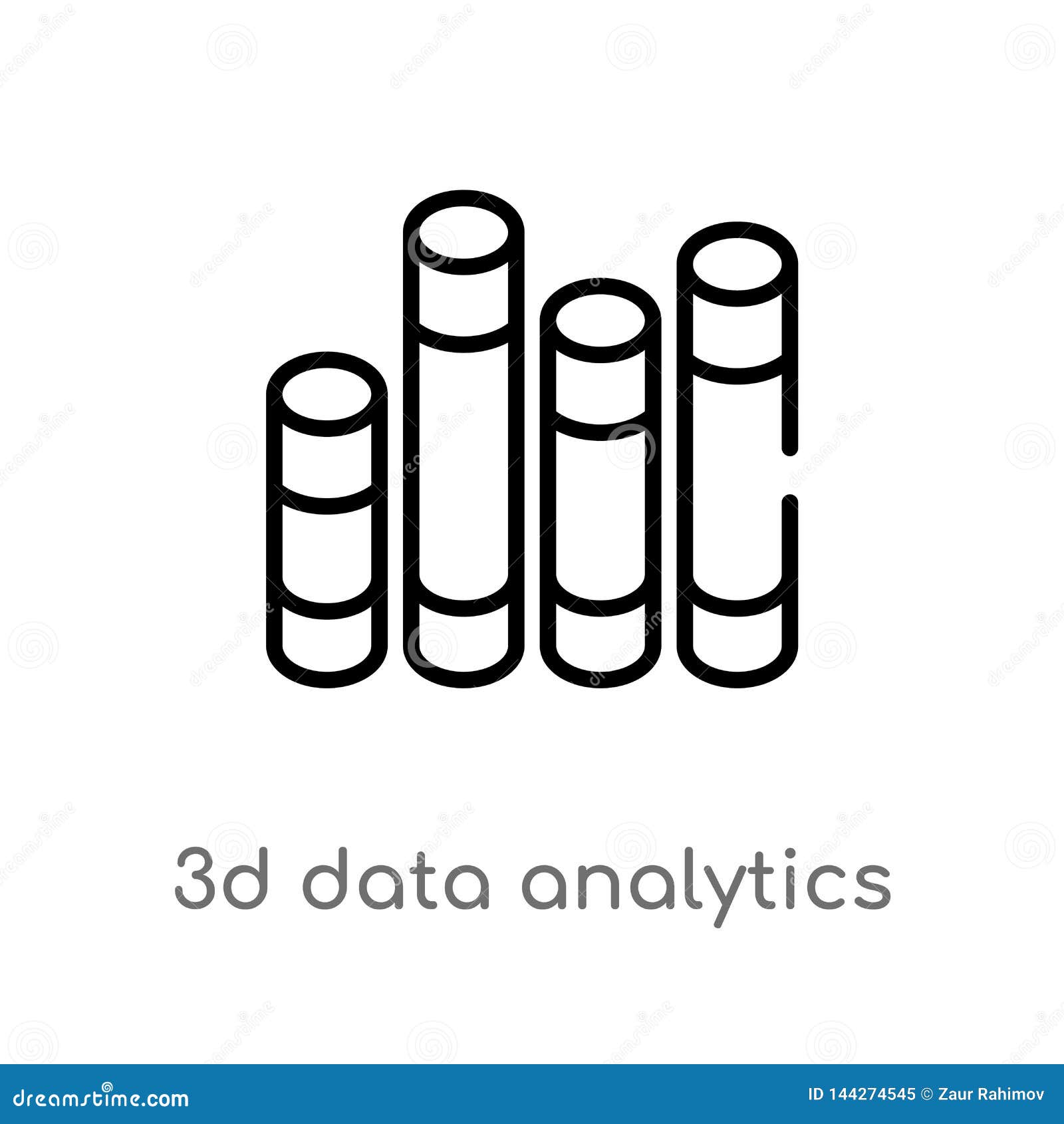 Outline 3d Data Analytics Bars Graphic Vector Icon. Isolated Black ...