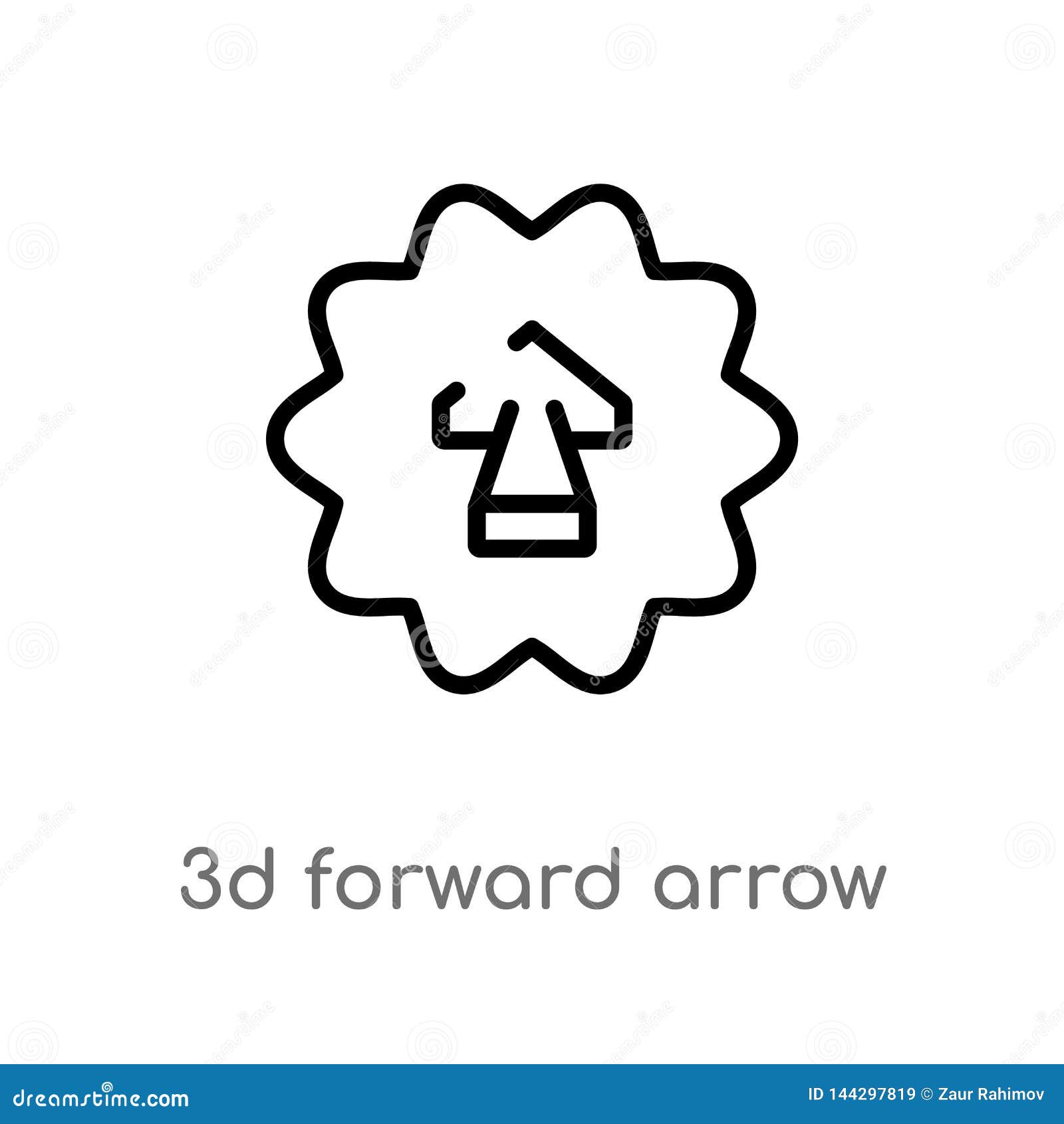 Outline 3d Forward Arrow Vector Icon. Isolated Black Simple Line ...