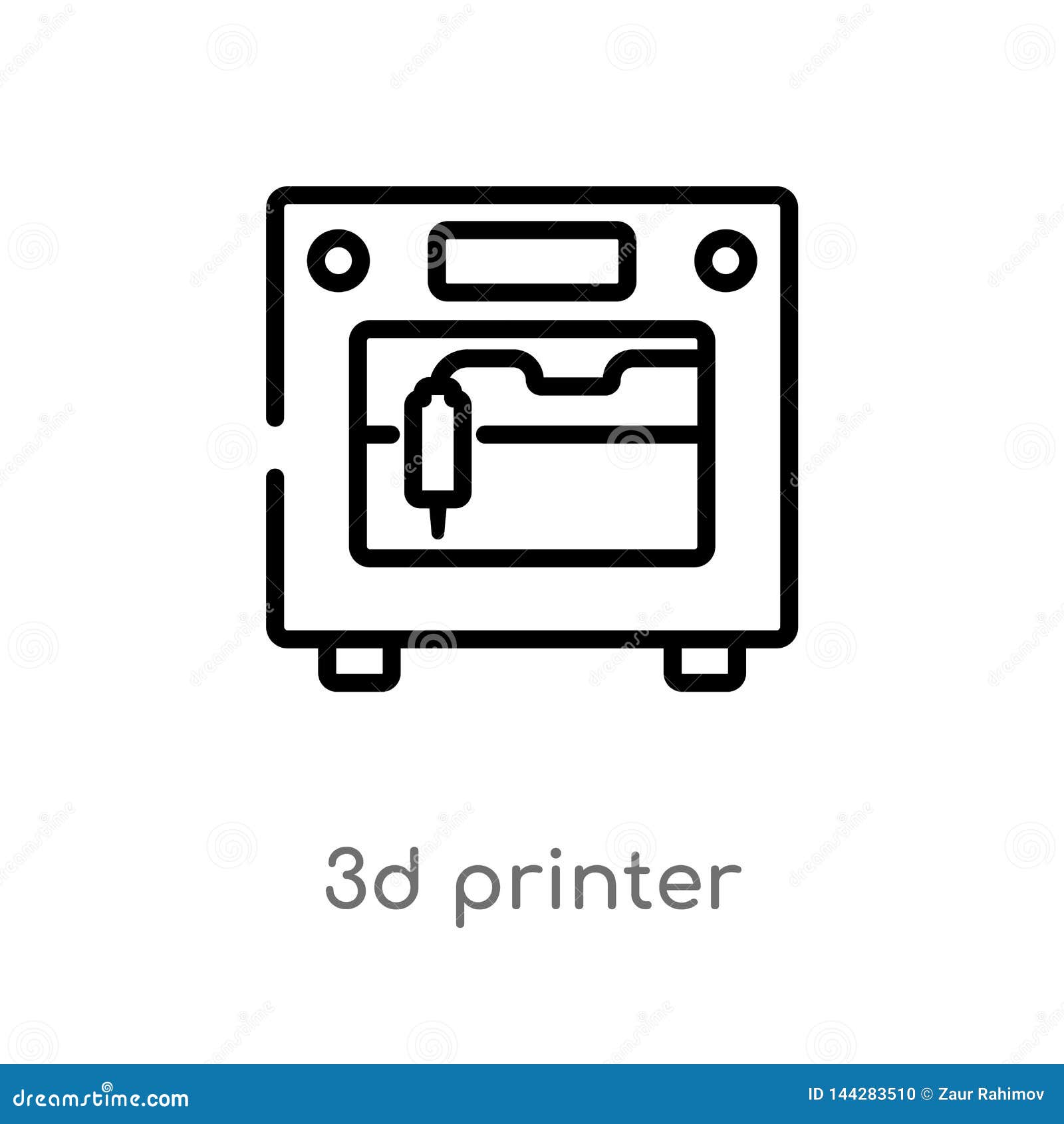 Outline 3d Printer Vector Icon. Isolated Black Simple Line Element ...