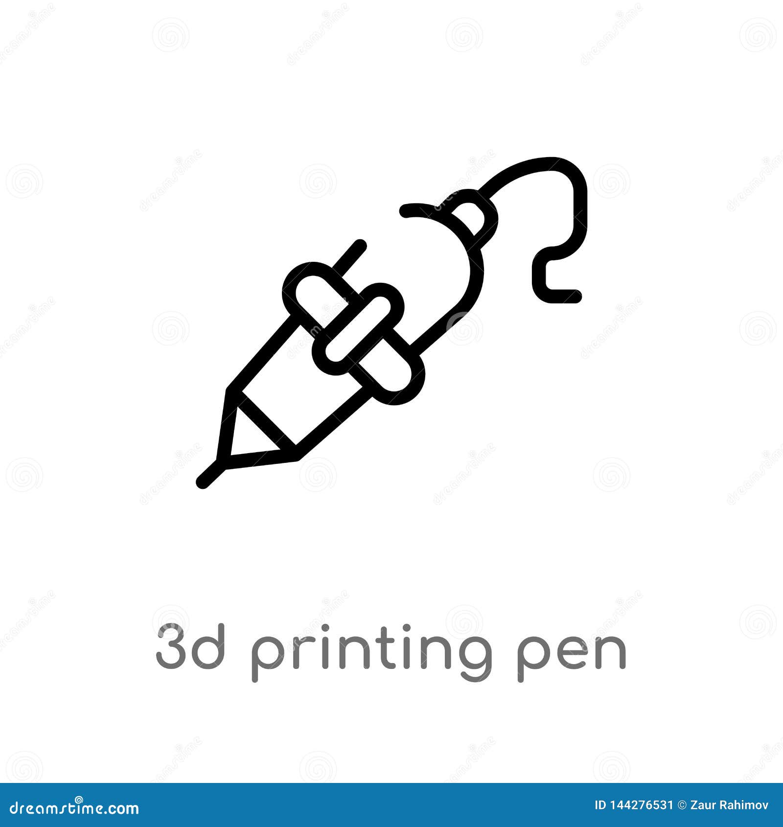 Outline 3d Printing Pen Vector Icon. Isolated Black Simple Line Element ...