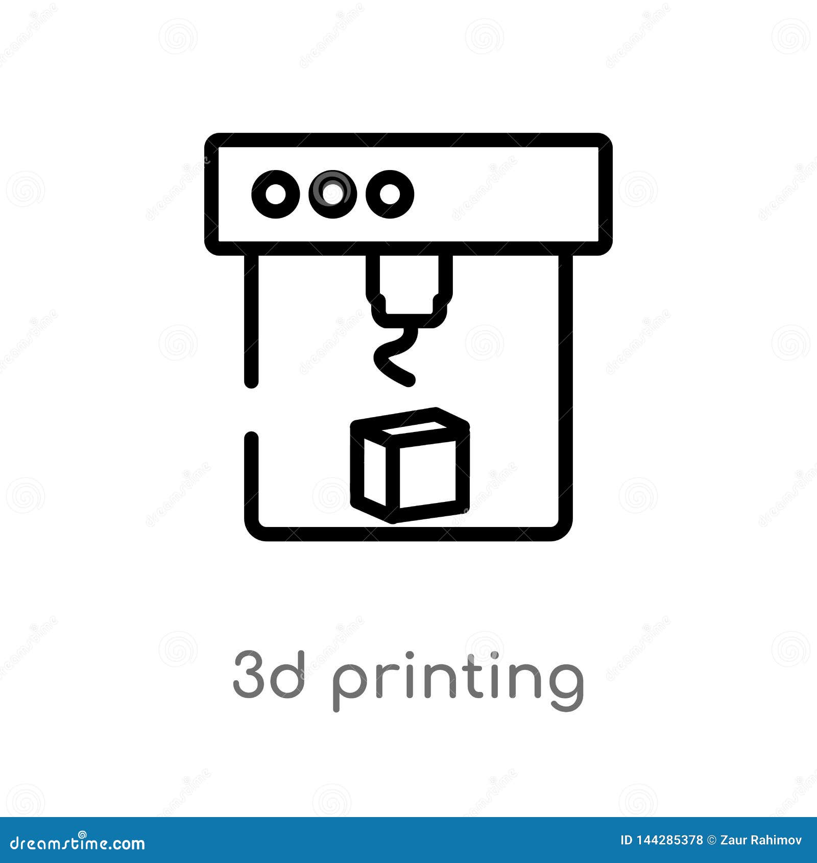 Outline 3d Printing Vector Icon. Isolated Black Simple Line Element ...