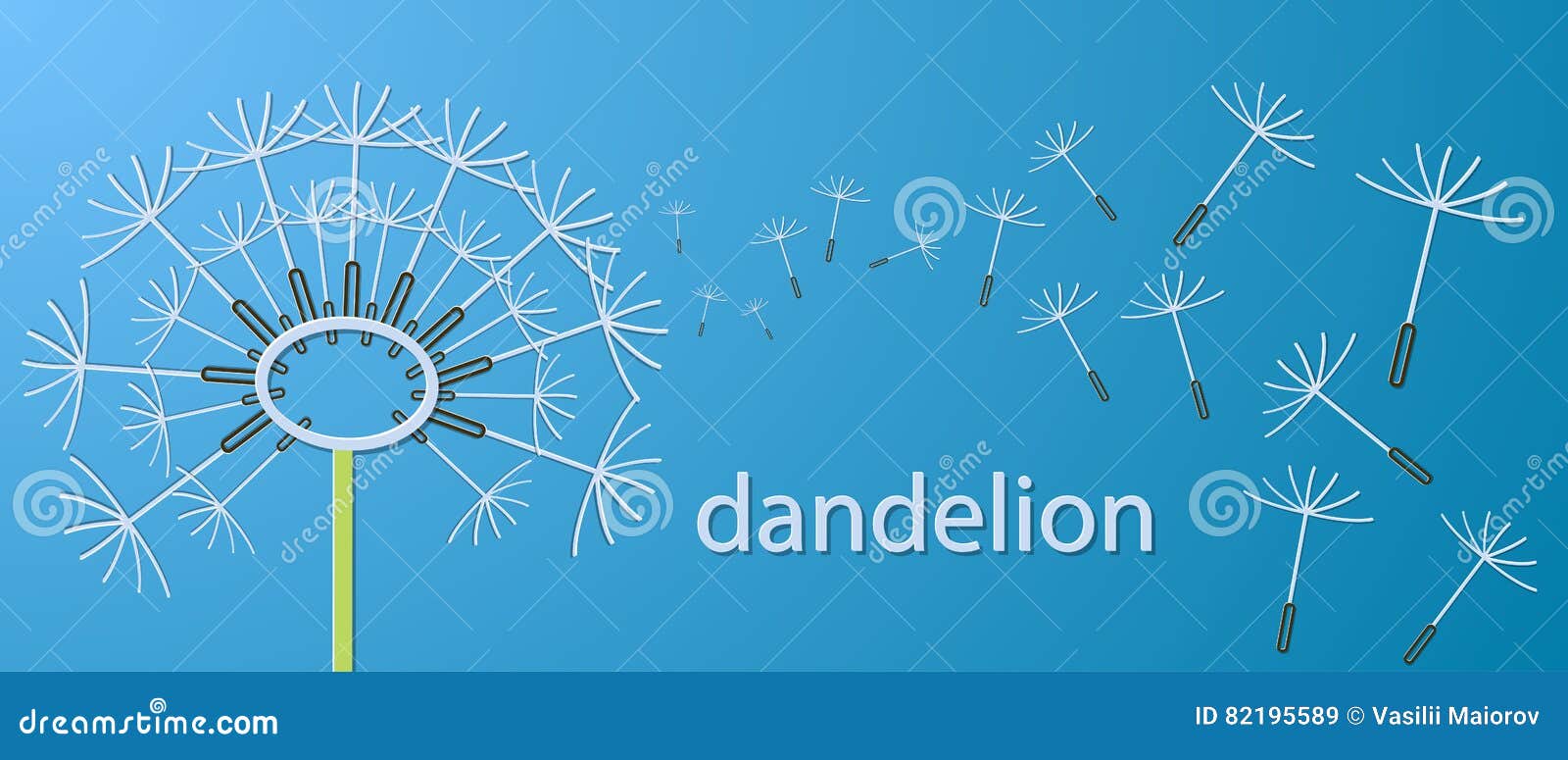 Outline Dandelion Flowers Applique Banner. Stock Vector - Illustration ...