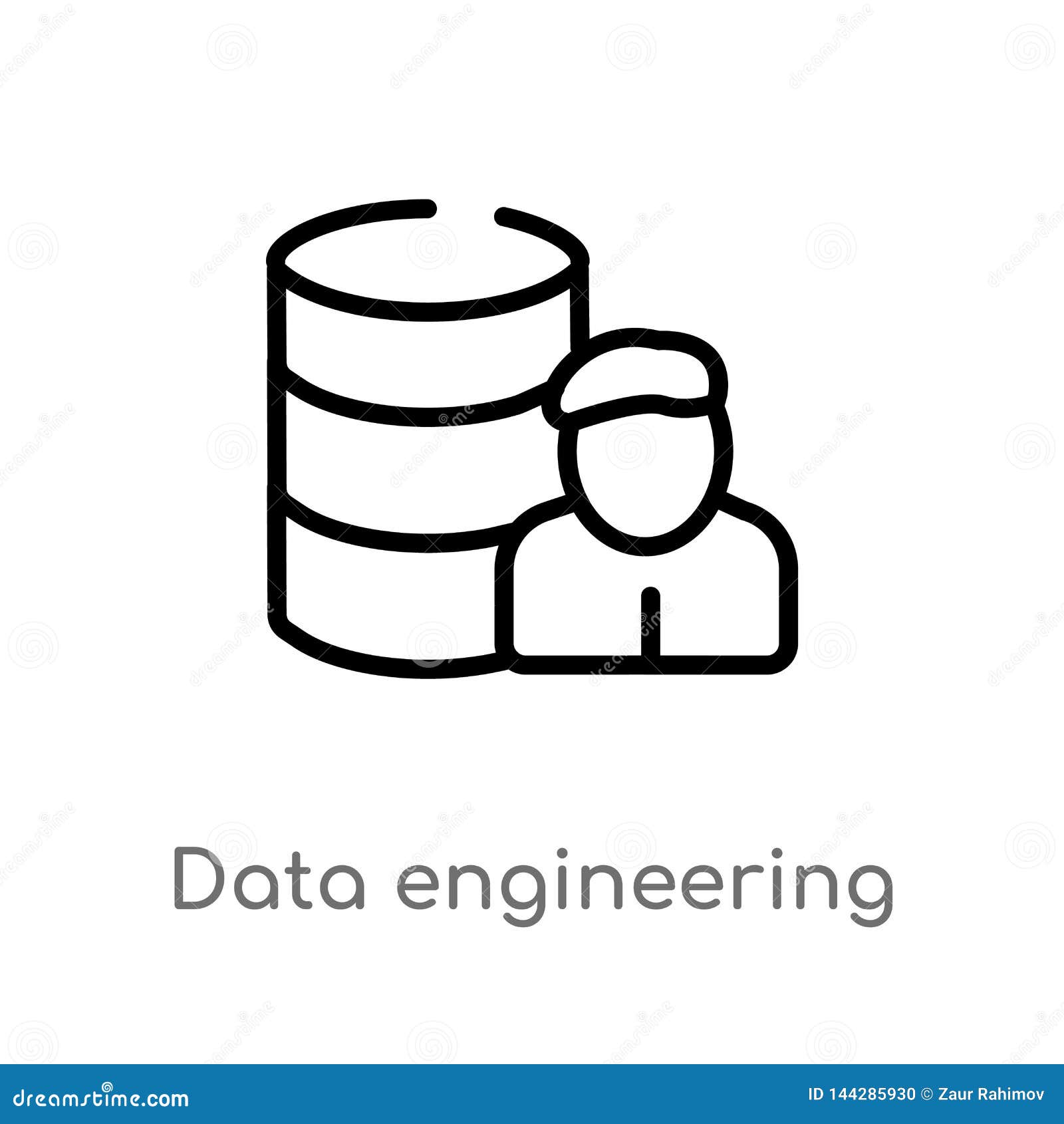 Outline Data Engineering Vector Icon. Isolated Black Simple Line ...