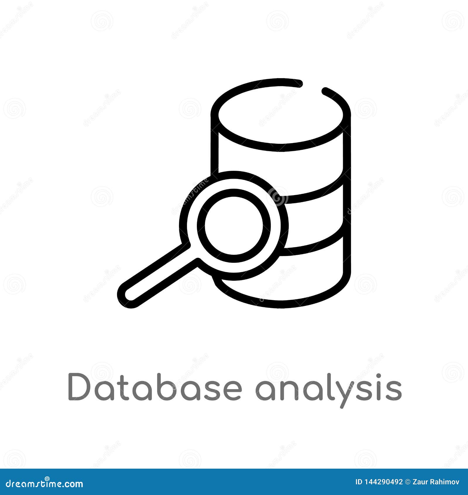Outline Database Analysis Vector Icon. Isolated Black Simple Line ...