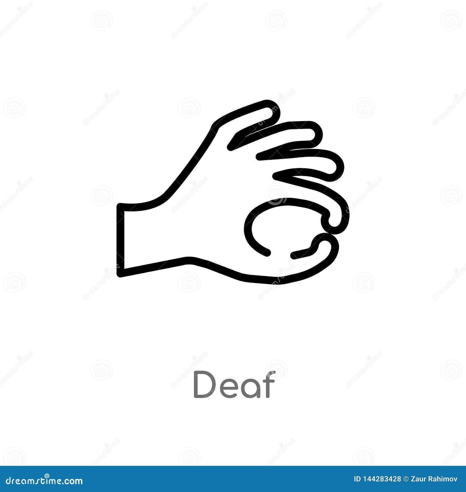 Outline Deaf Vector Icon. Isolated Black Simple Line Element ...