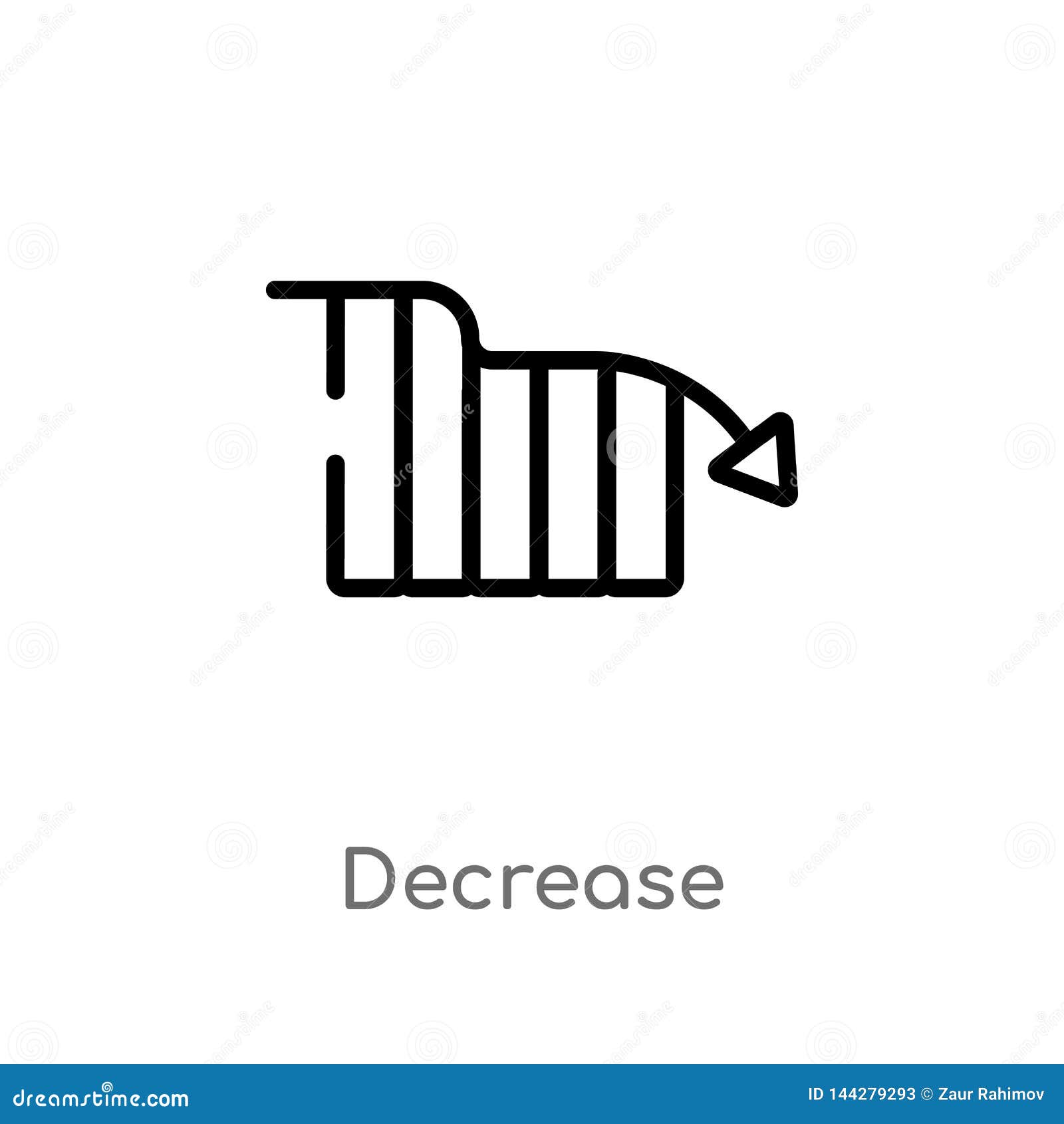 Outline Decrease Vector Icon. Isolated Black Simple Line Element Illustration from E-commerce ...