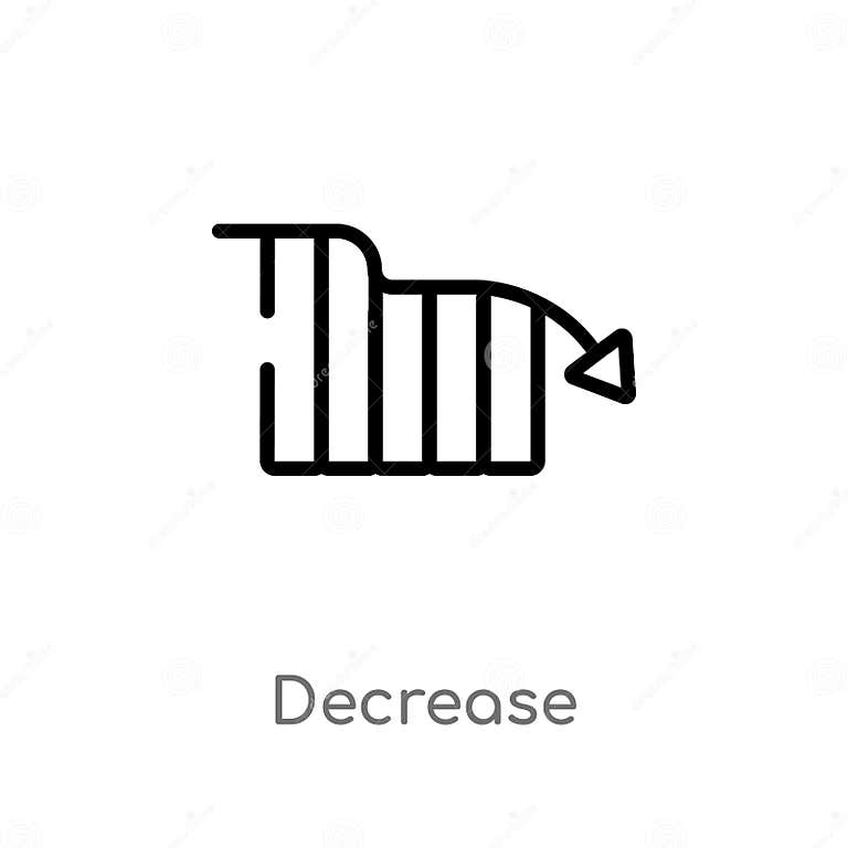 Outline Decrease Vector Icon. Isolated Black Simple Line Element Illustration from E-commerce ...