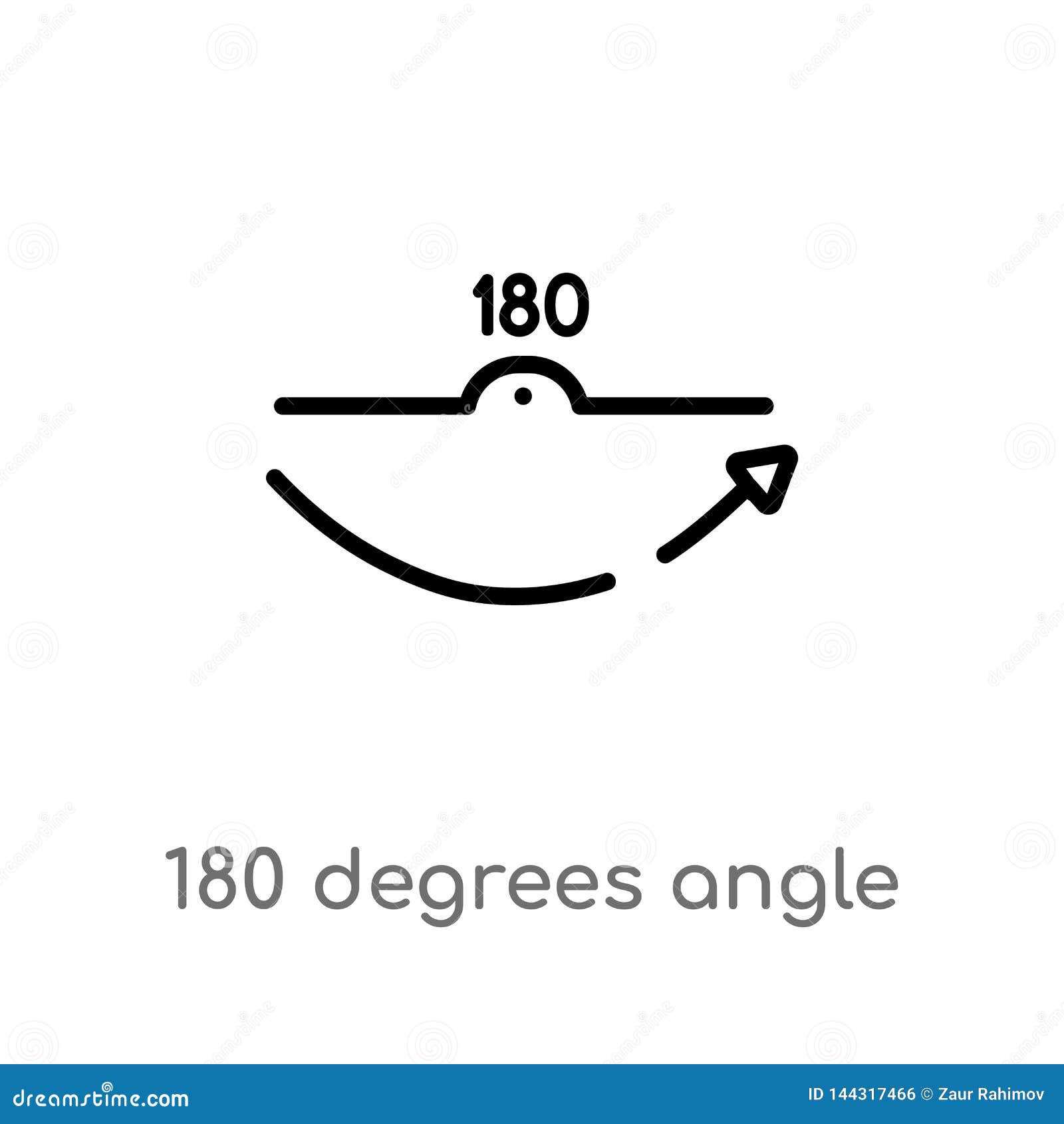 Outline 180 Degrees Angle Vector Icon. Isolated Black Simple Line ...
