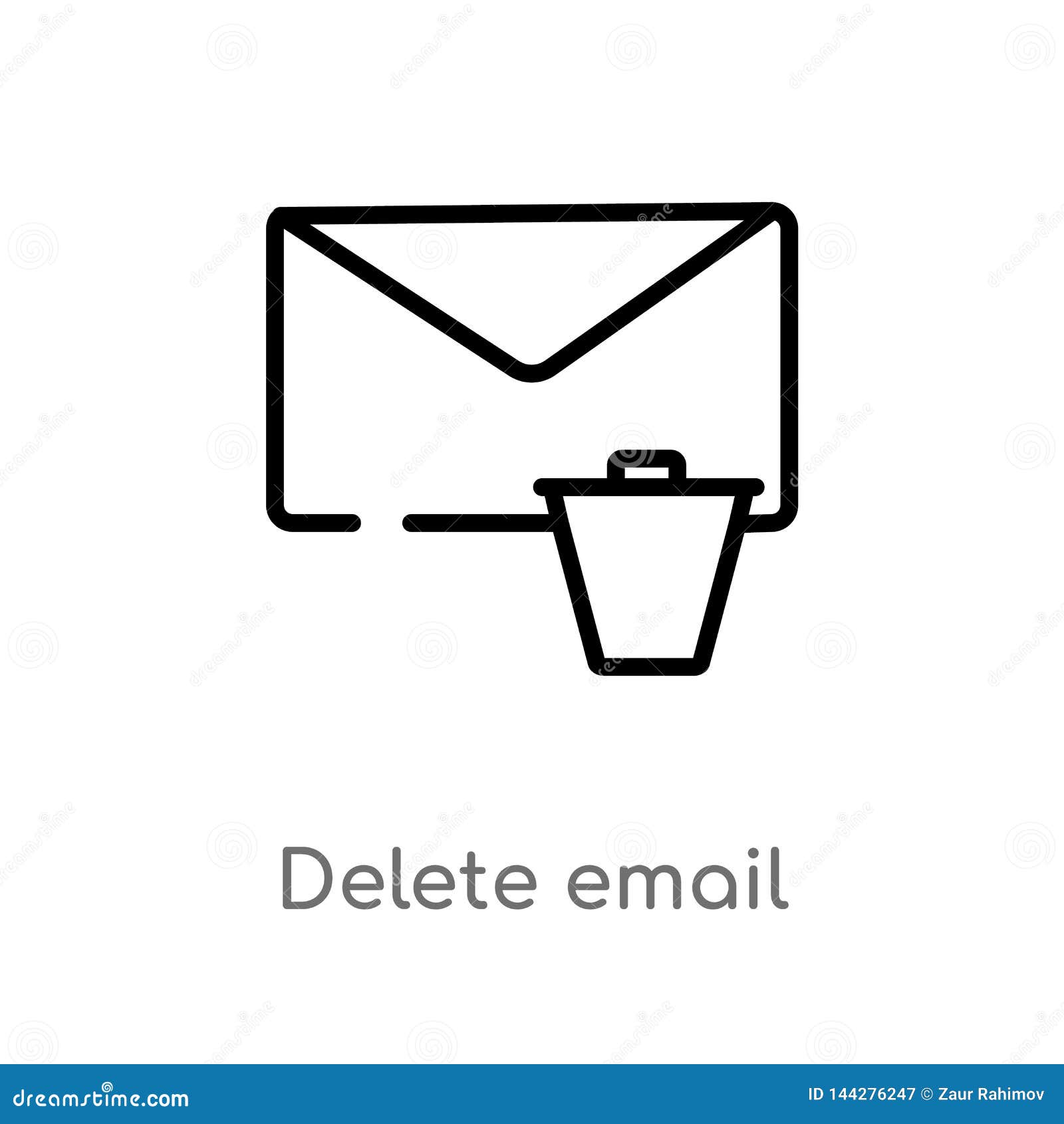 Outline Delete Email Vector Icon. Isolated Black Simple Line Element ...