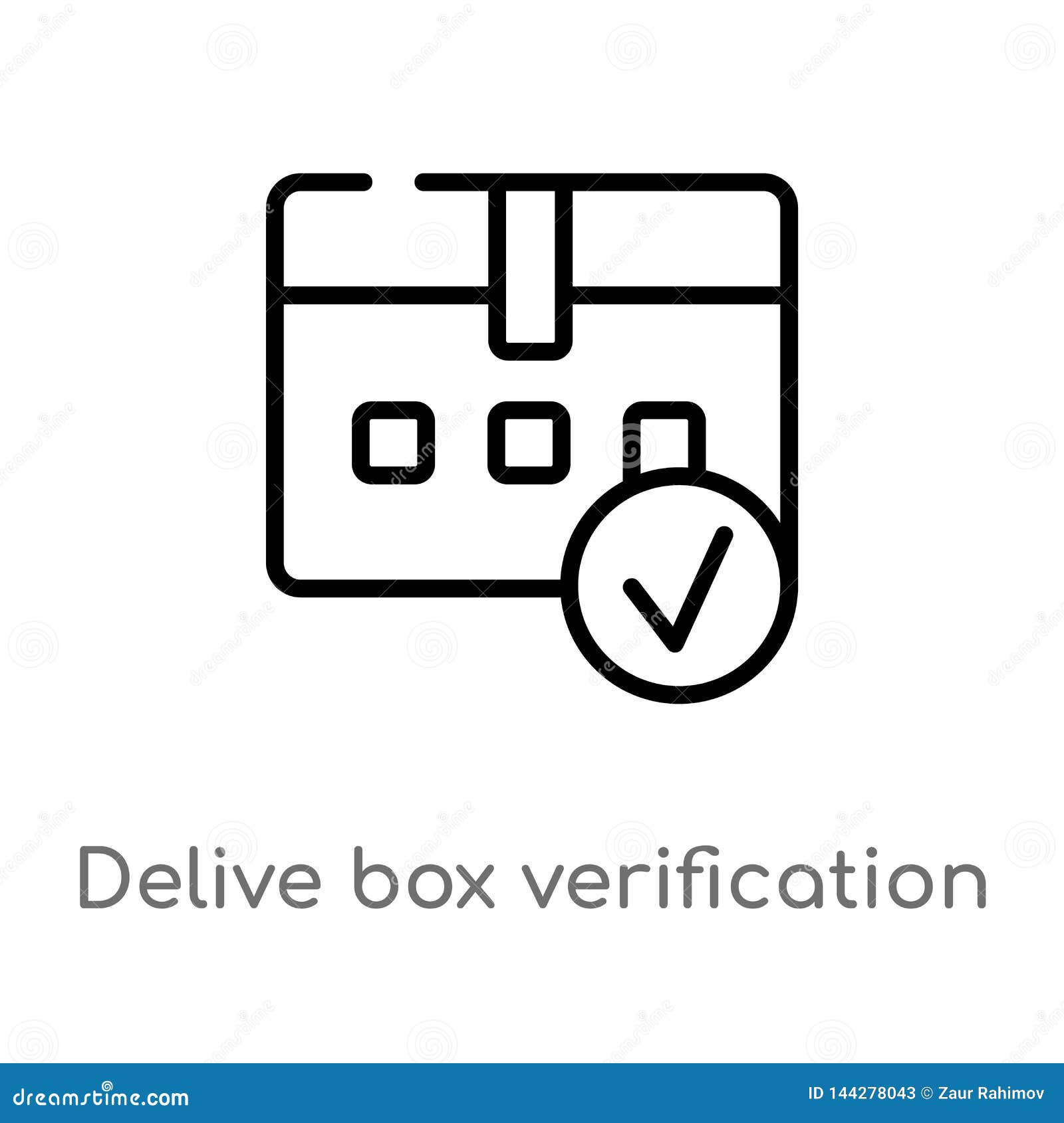 Outline Delive Box Verification Vector Icon. Isolated Black Simple Line ...