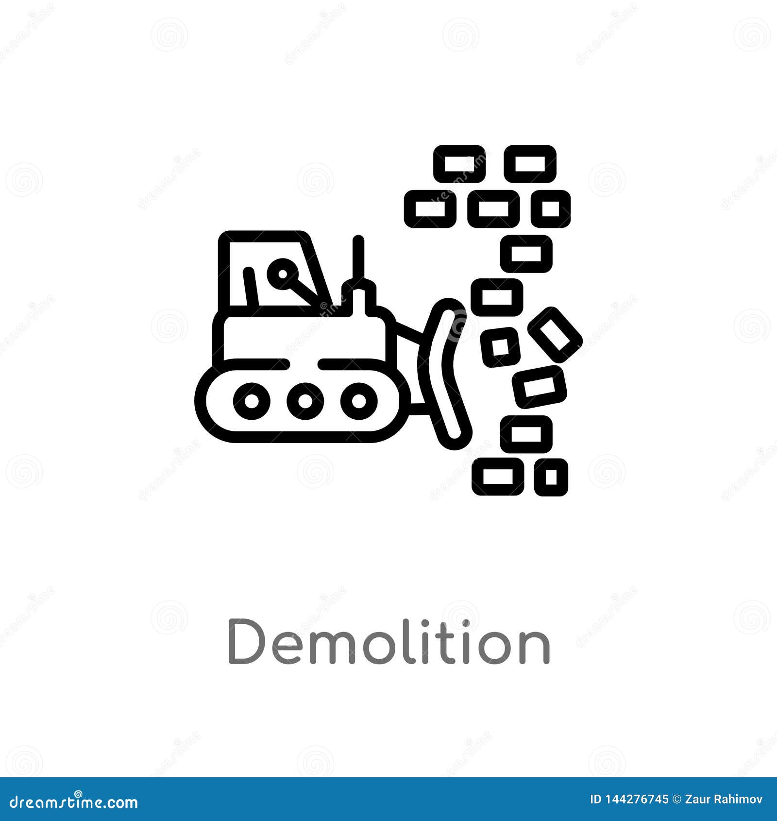 Outline Demolition Vector Icon. Isolated Black Simple Line Element ...
