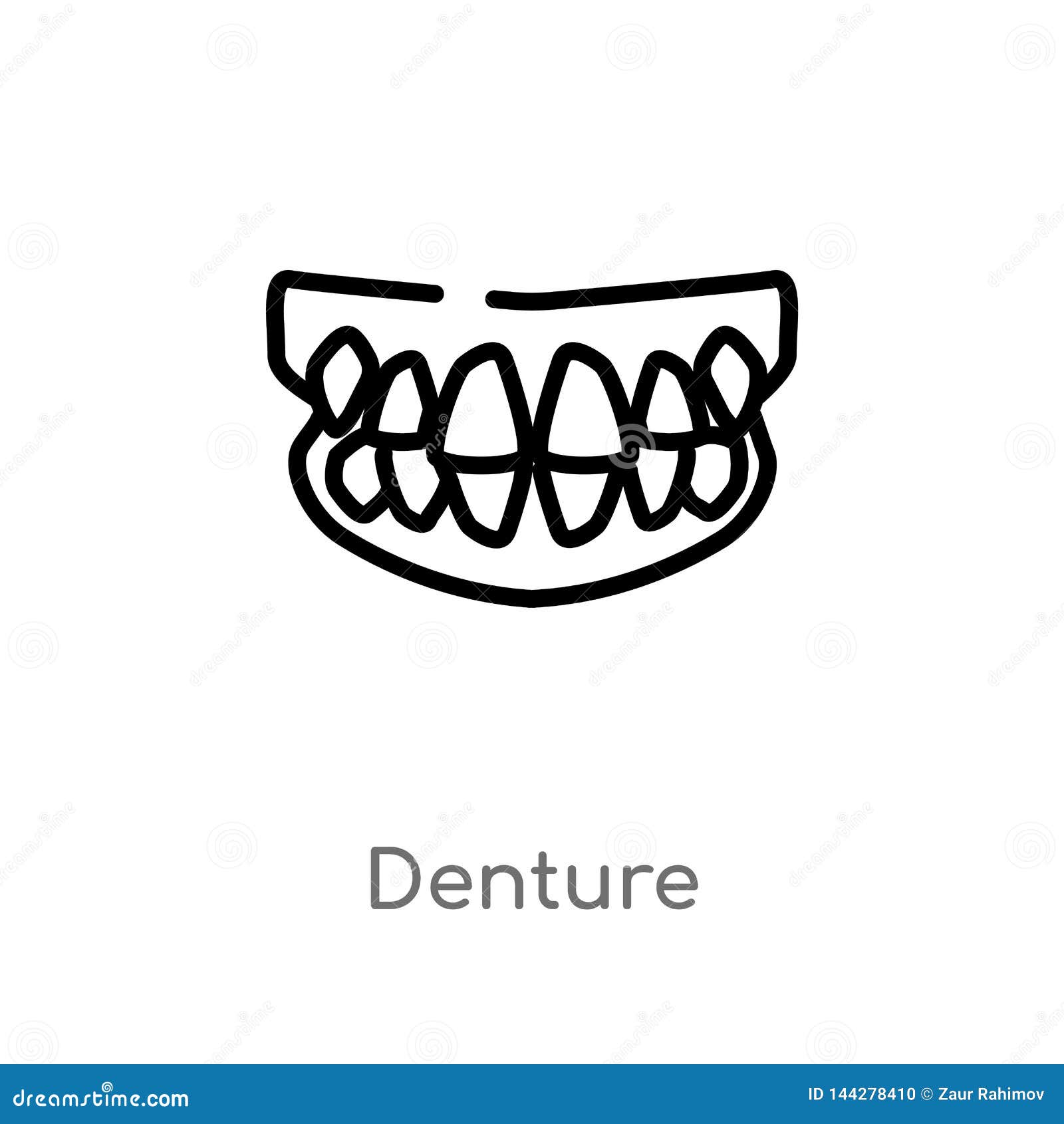 Outline Denture Vector Icon. Isolated Black Simple Line Element Illustration from Dentist ...