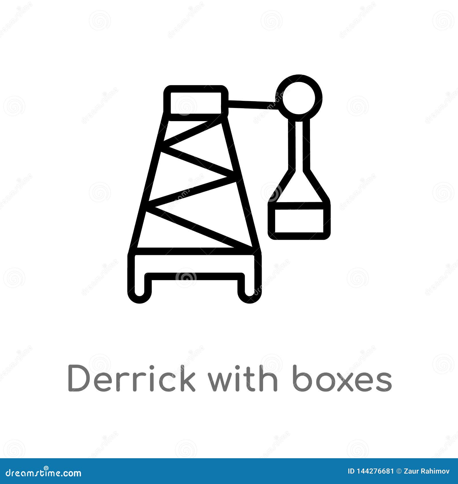 Outline Derrick with Boxes Vector Icon. Isolated Black Simple Line ...