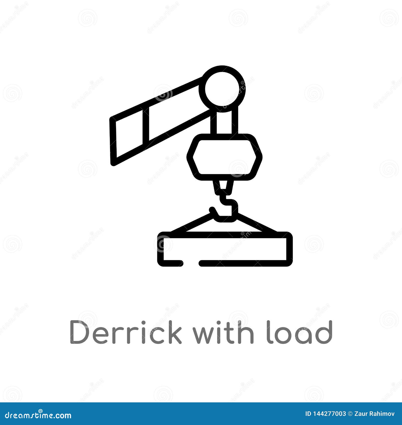 Outline Derrick with Load Vector Icon. Isolated Black Simple Line ...