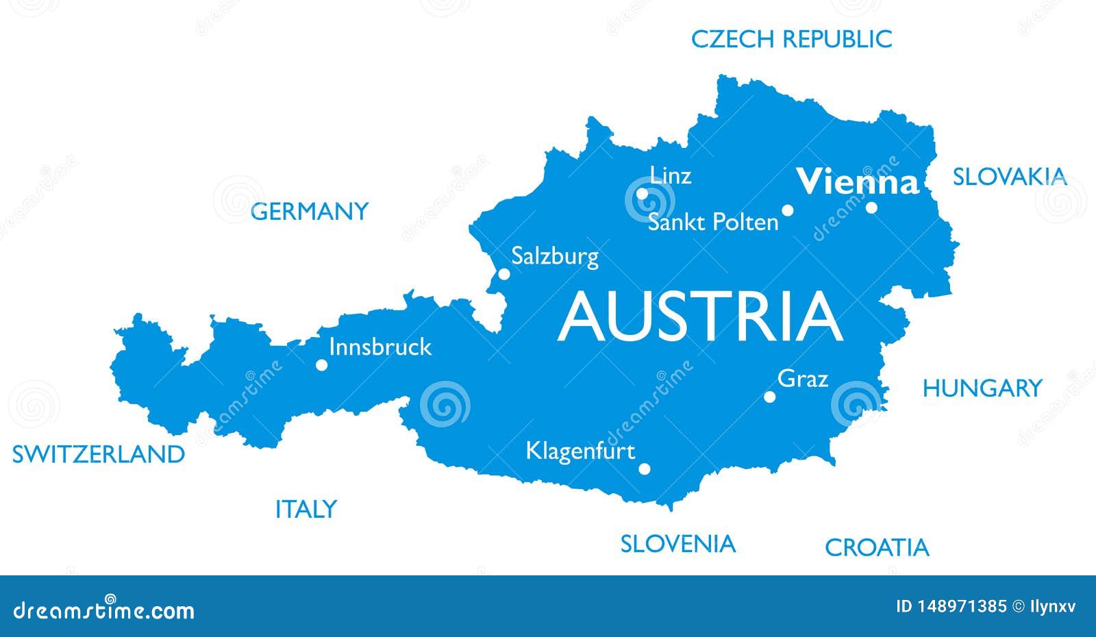 Vector map of Austria stock vector. Illustration of capital - 148971385