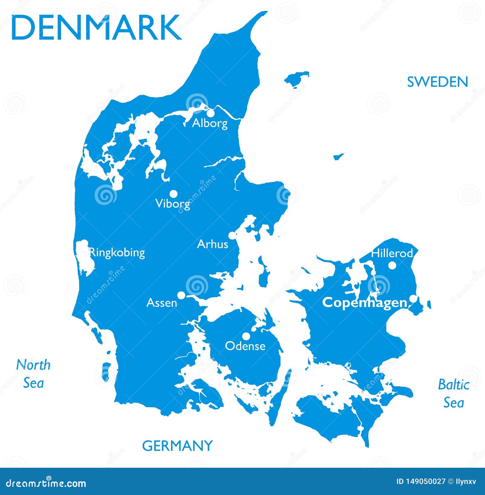 Vector map of Denmark stock vector. Illustration of white - 149050027