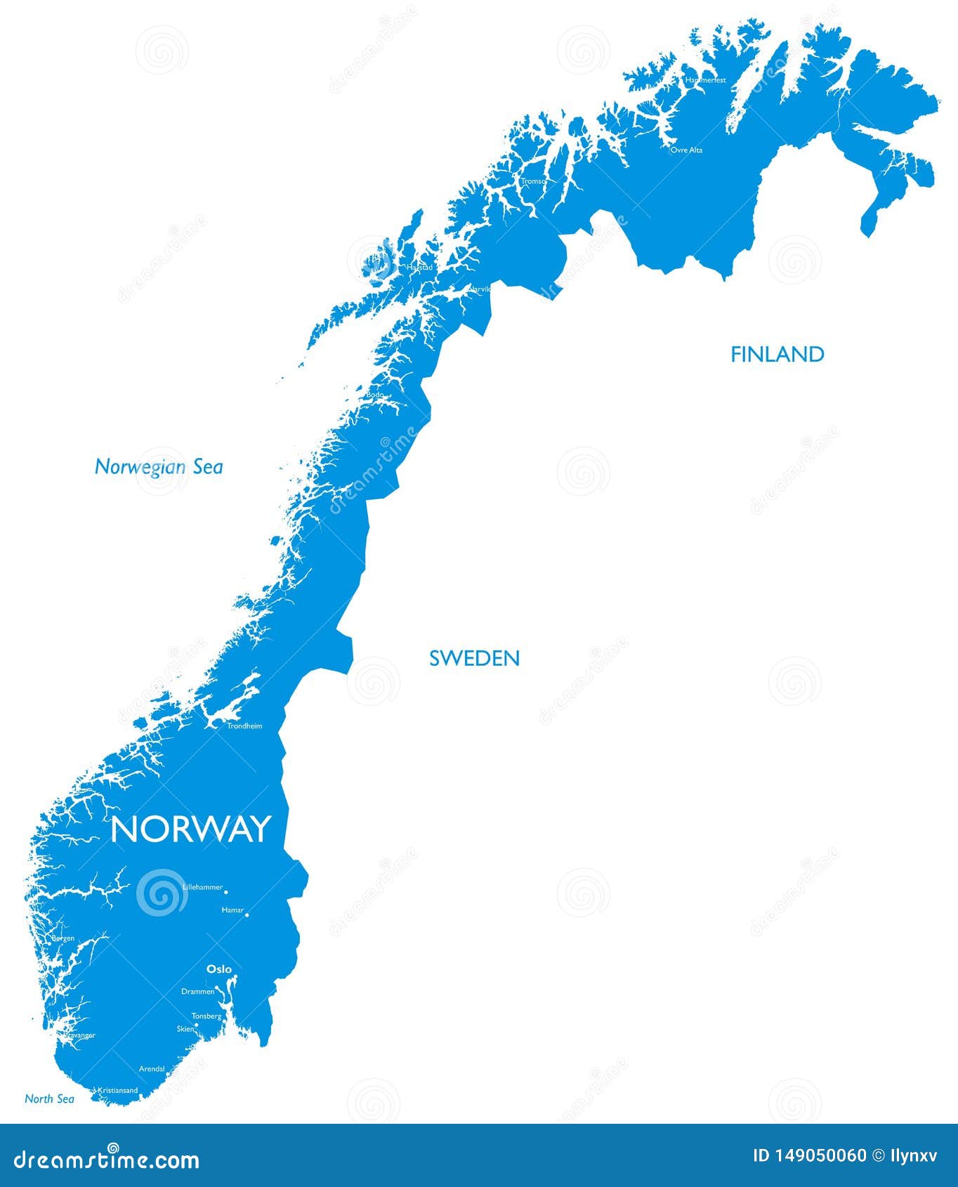 Vector map of Norway stock vector. Illustration of alta - 149050060