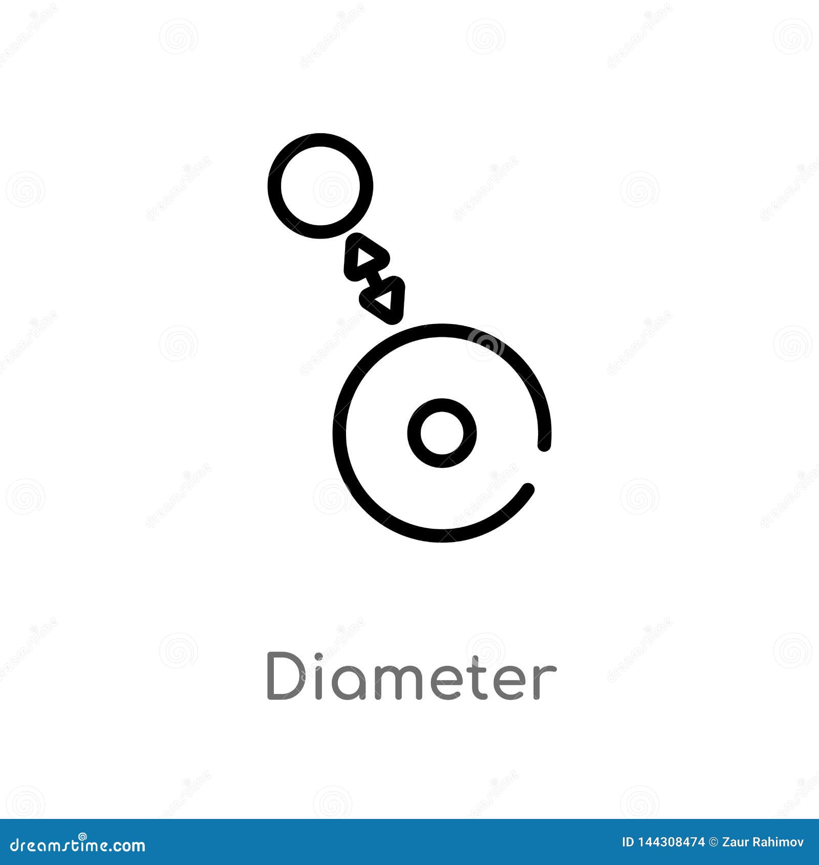 Outline Diameter Vector Icon. Isolated Black Simple Line Element ...