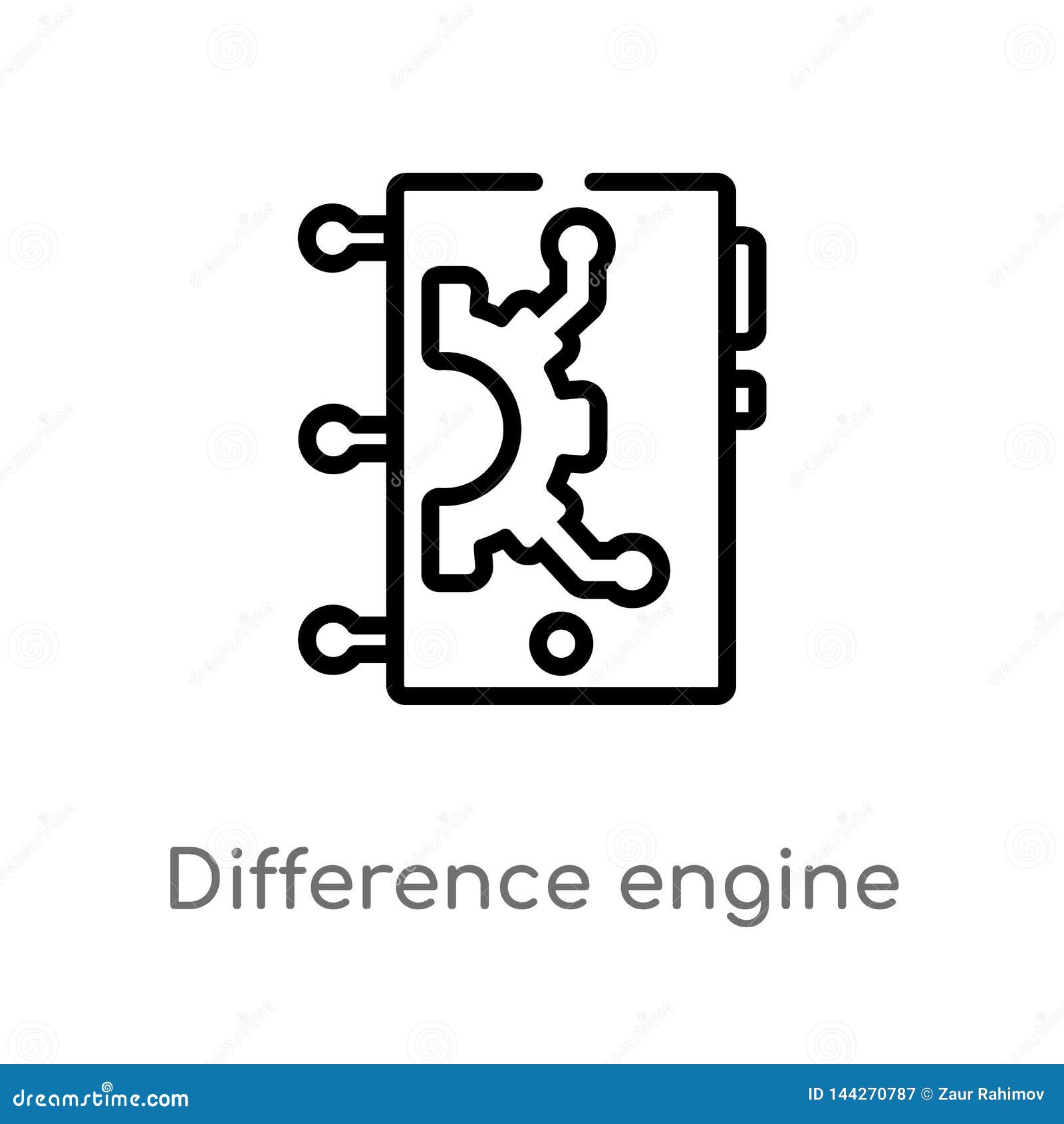 Difference Engine Vector Linear Icon Isolated On Transparent Background ...