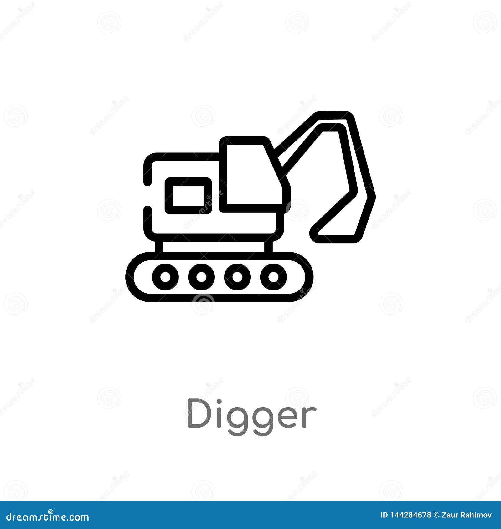 Outline Digger Vector Icon. Isolated Black Simple Line Element Illustration from History Concept ...