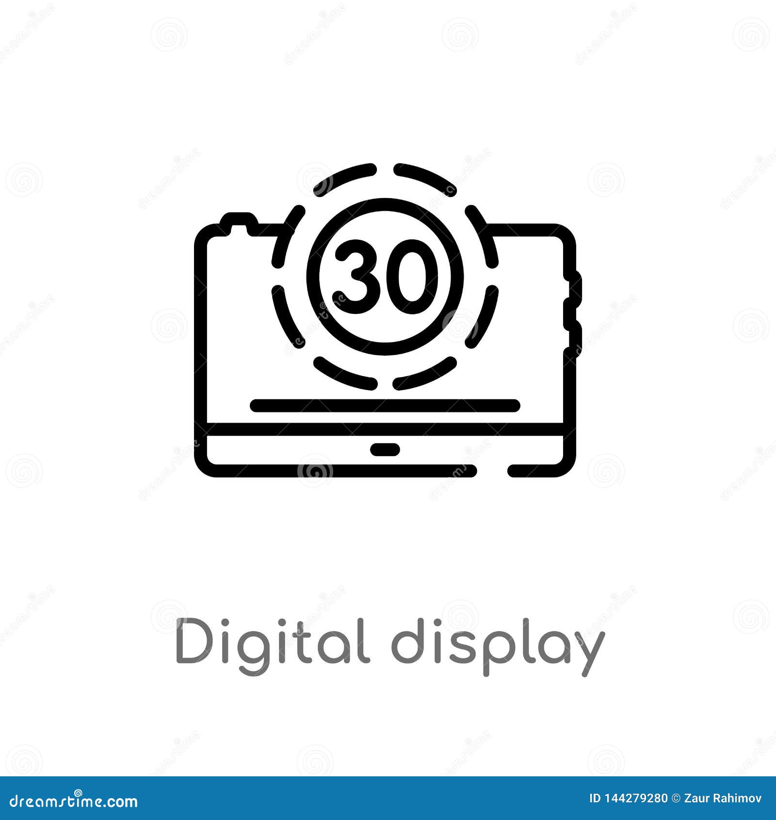 Outline Digital Display 30 Vector Icon. Isolated Black Simple Line ...