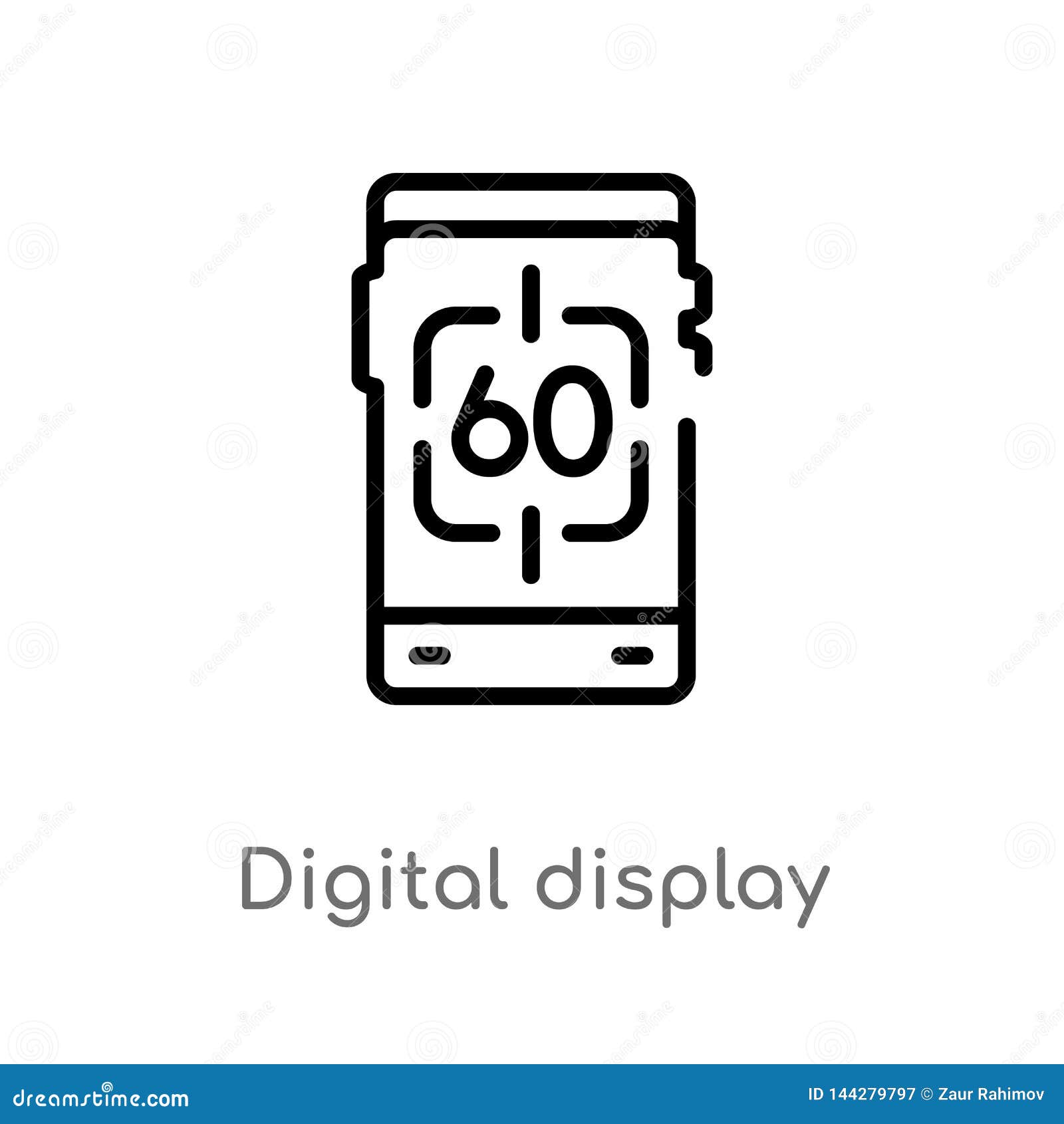 Outline Digital Display 60 Vector Icon. Isolated Black Simple Line ...