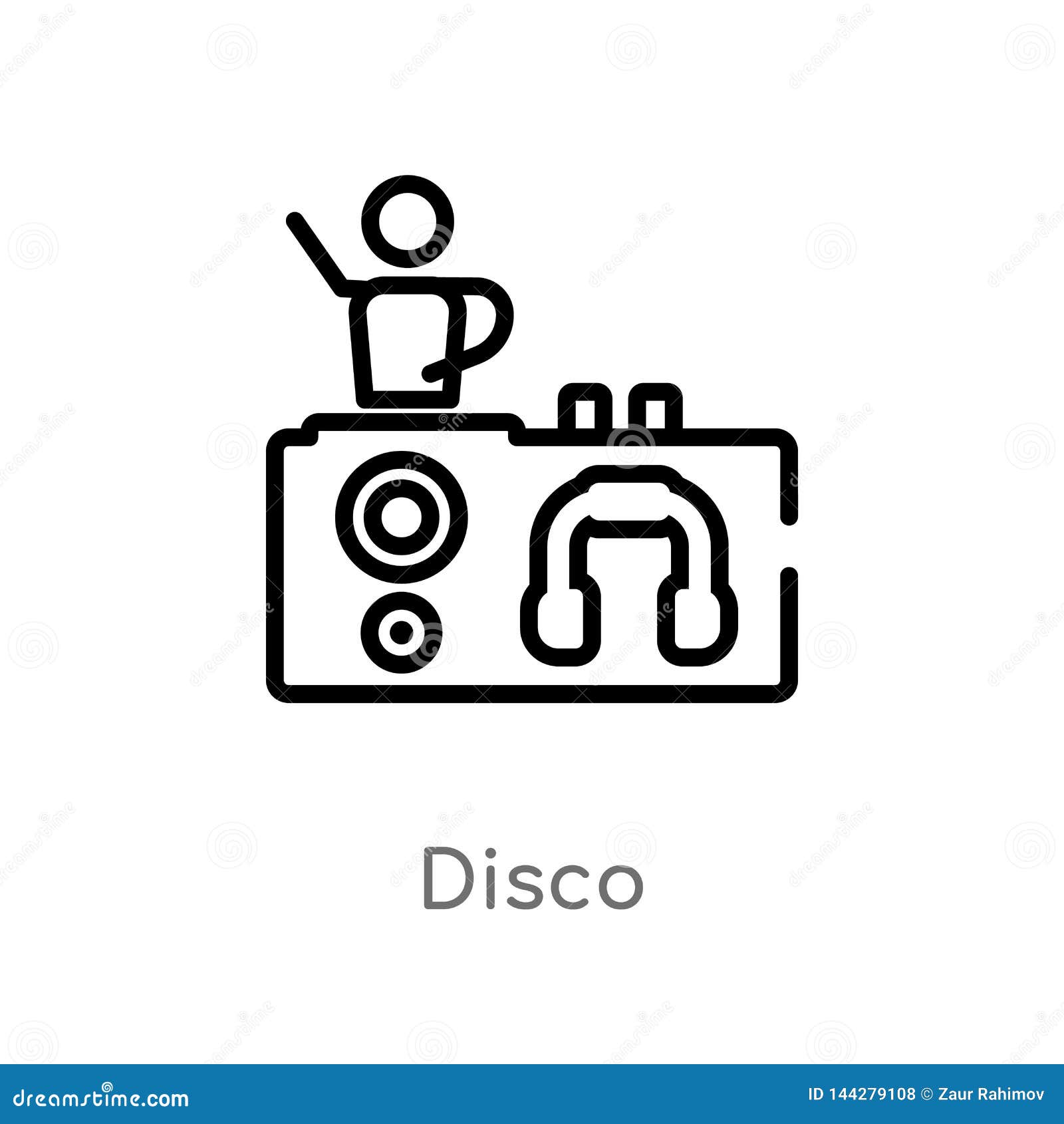 Outline Disco Vector Icon. Isolated Black Simple Line Element ...
