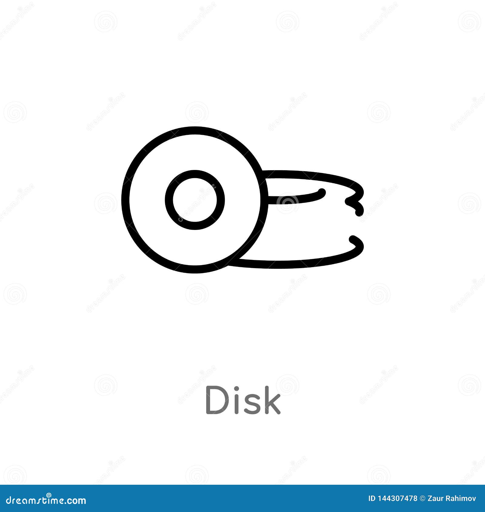 Outline Disk Vector Icon. Isolated Black Simple Line Element ...