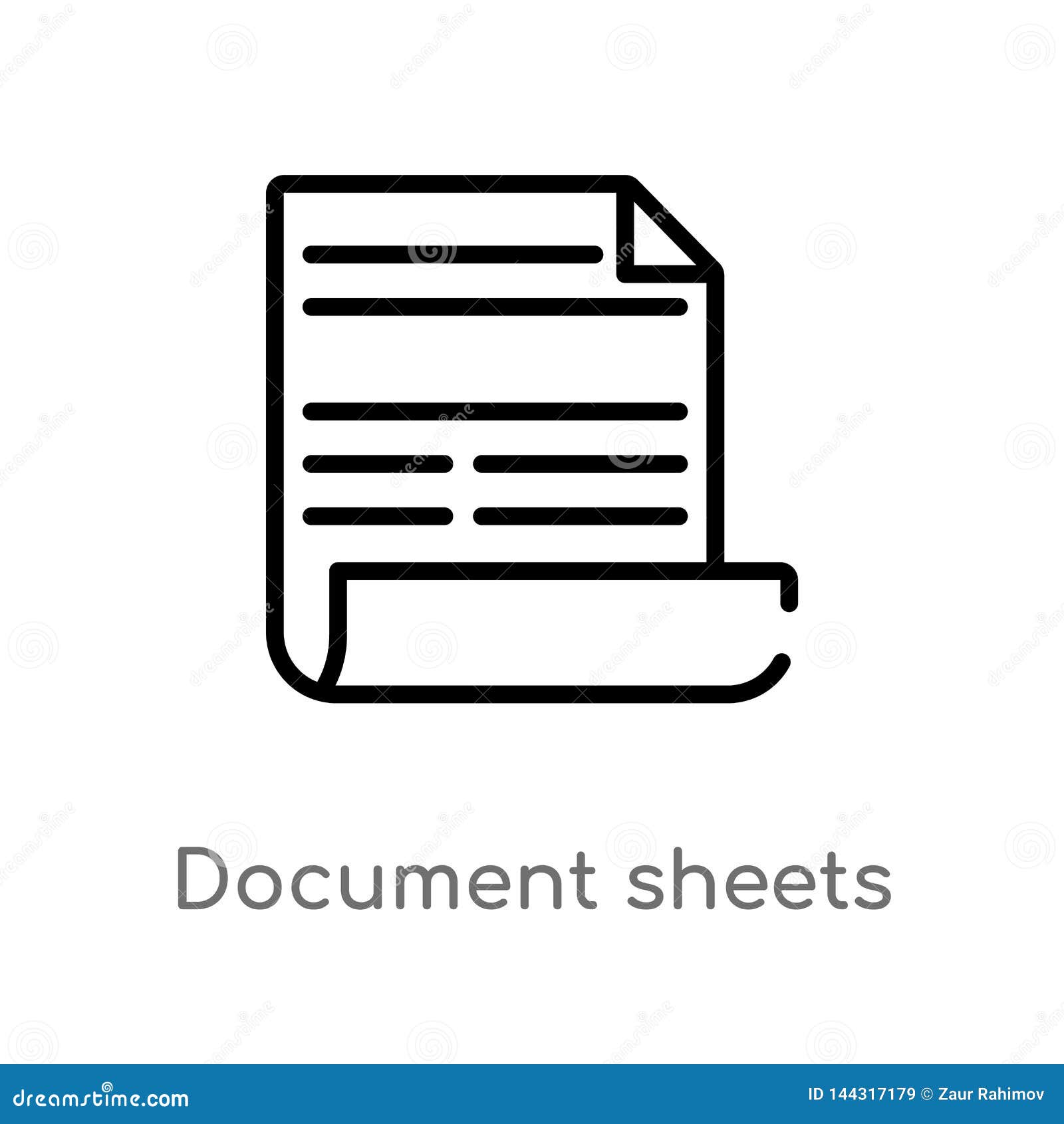 Outline Document With Tables Vector Icon. Isolated Black Simple Line ...
