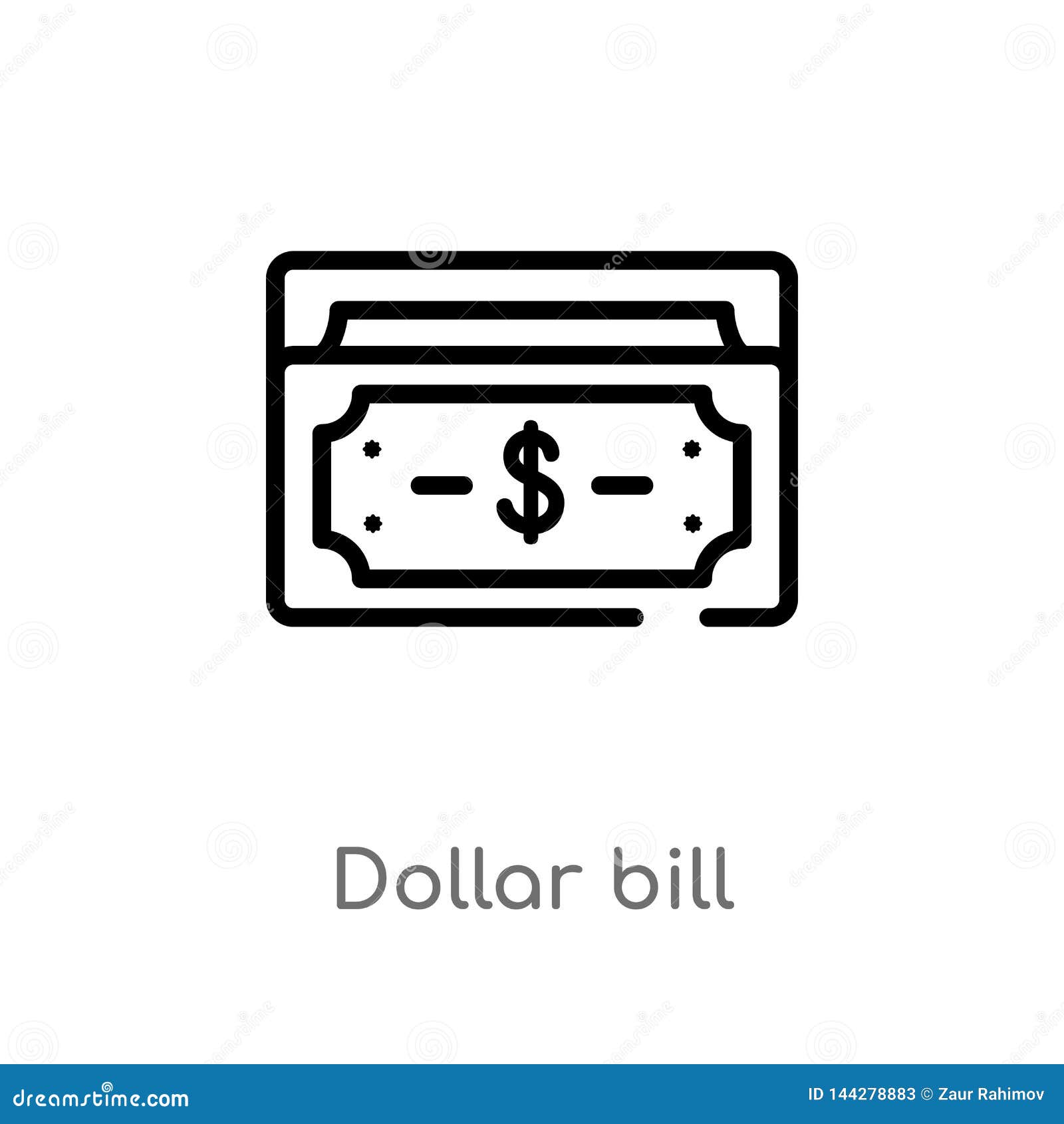 Outline Dollar Bill Vector Icon. Isolated Black Simple Line Element ...